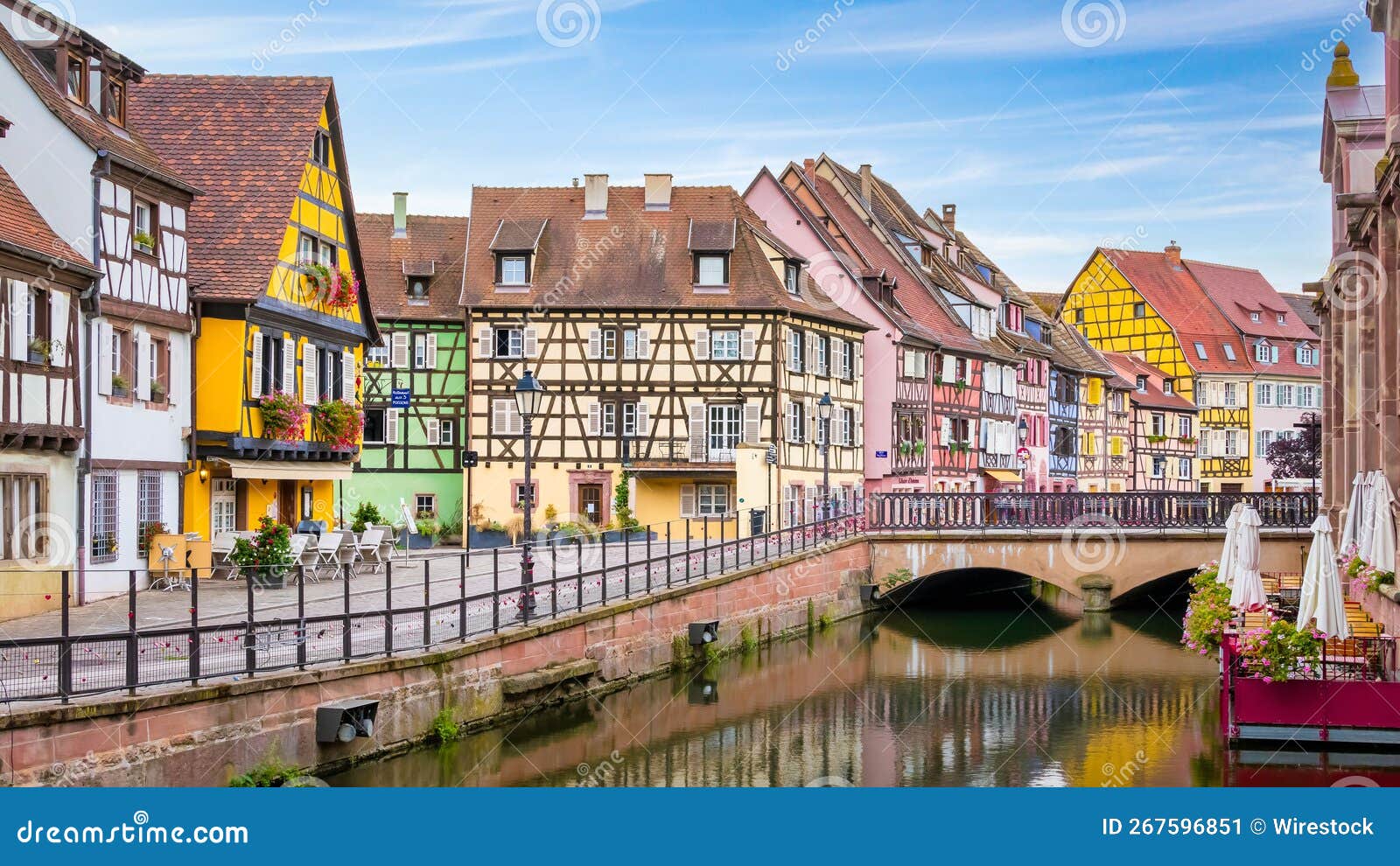 Aerial View of Canal Surrounded by Buildings in Alsace Stock Image ...
