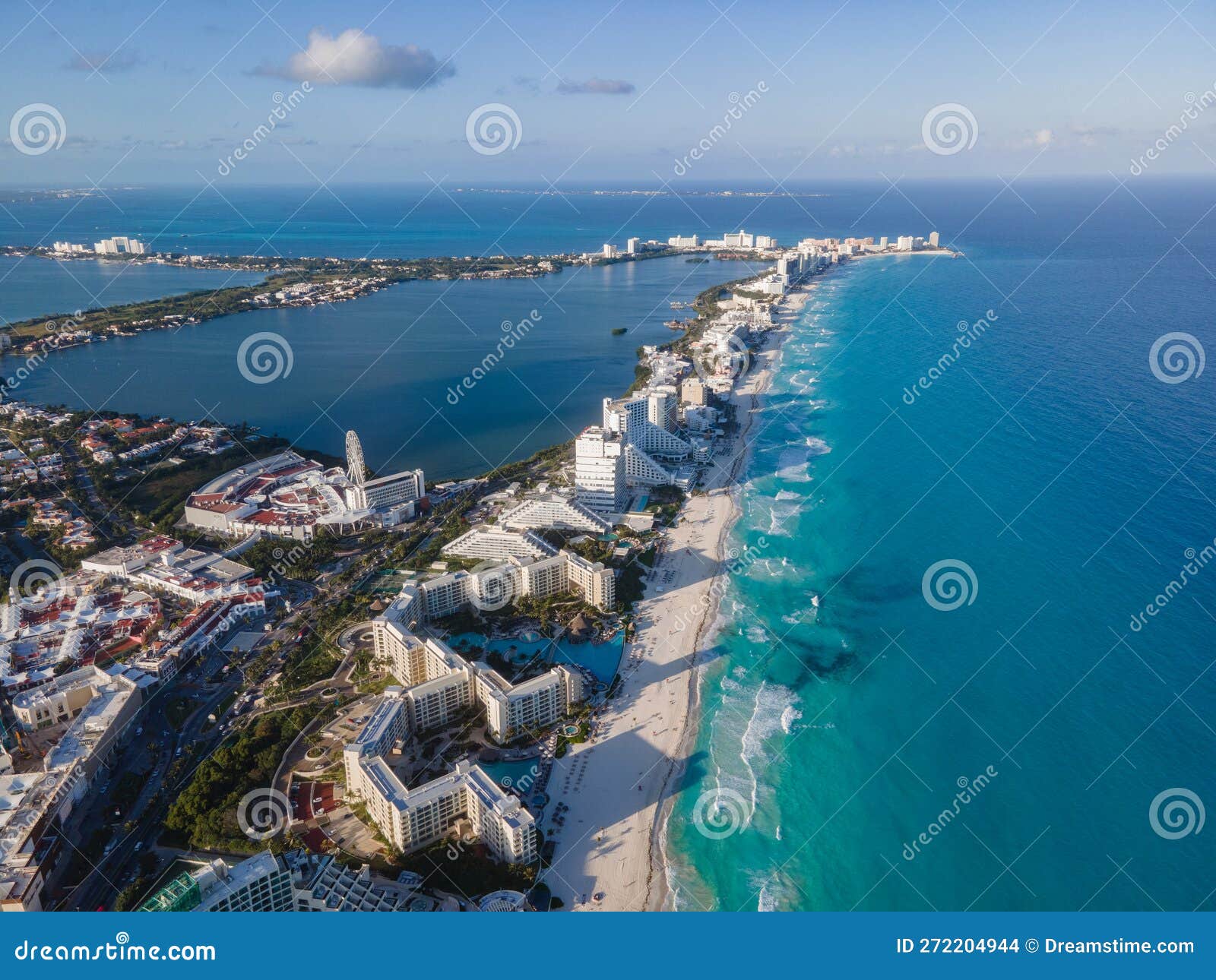 Aerial View of Cancun Hotel Zone, Mexico Stock Photo - Image of drone ...