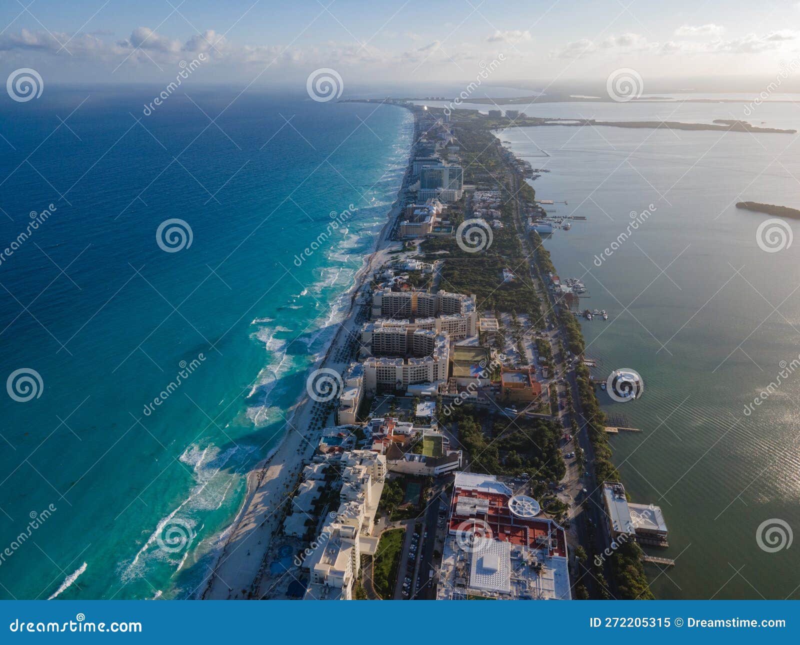 Aerial View of Cancun Hotel Zone, Mexico Stock Image - Image of natural ...