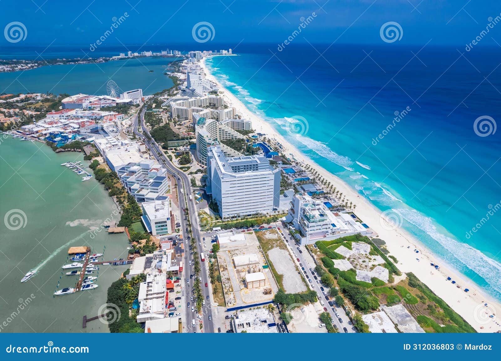 Aerial View of Cancun Hotel Zone, Mexico Stock Image - Image of drone ...