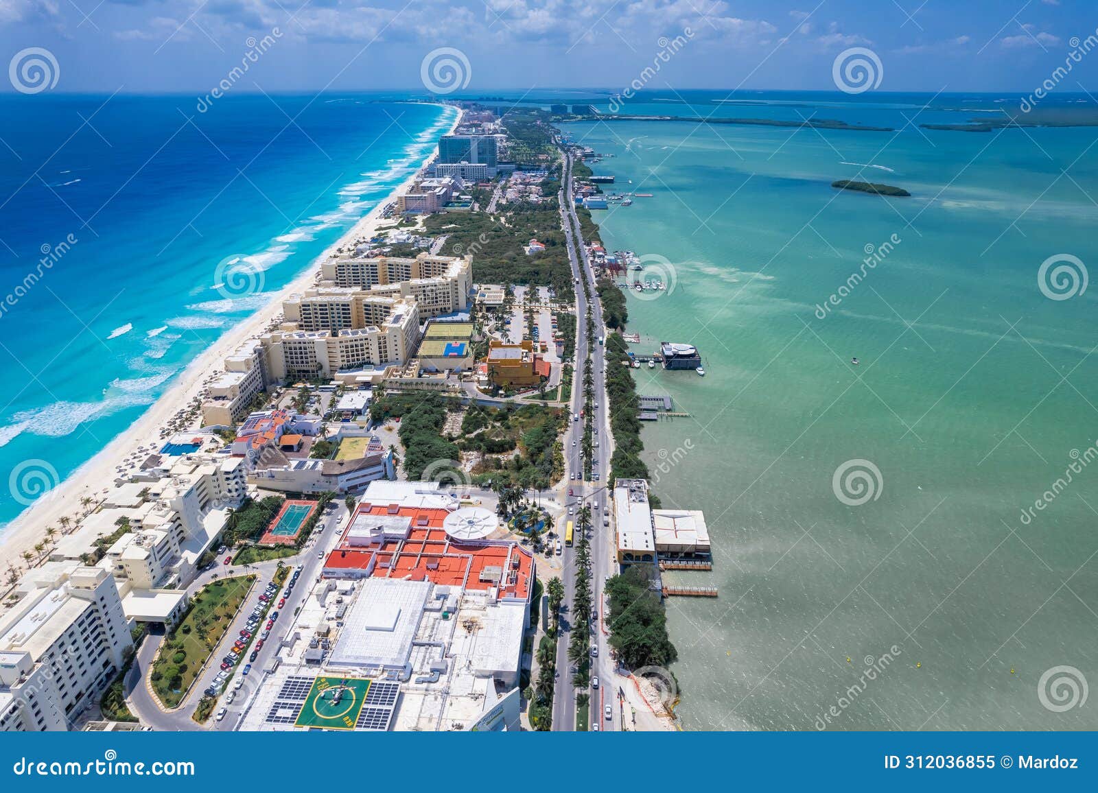 Aerial View of Cancun Hotel Zone, Mexico Stock Image - Image of cancun ...