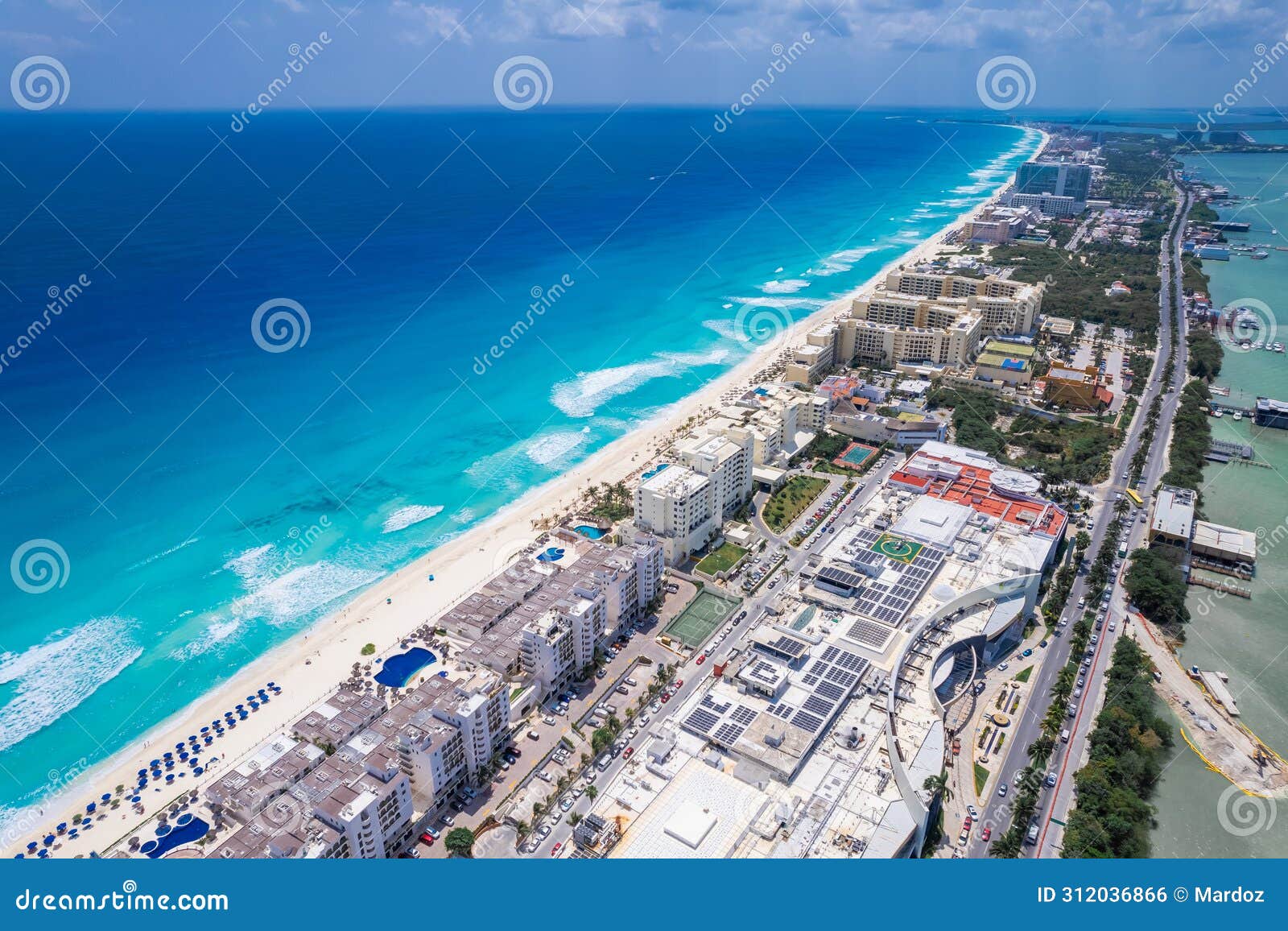 Aerial View of Cancun Hotel Zone, Mexico Stock Photo - Image of resort ...
