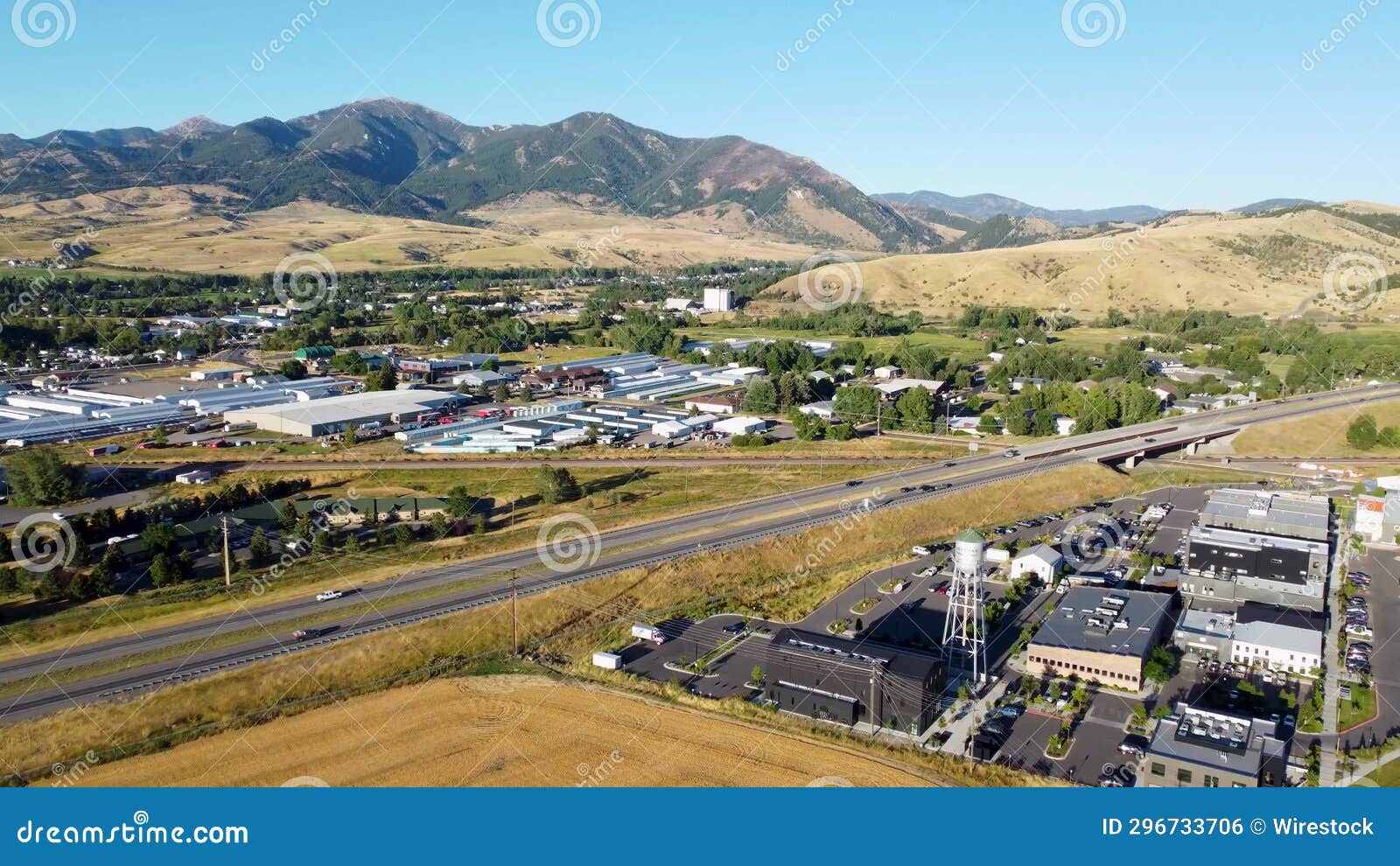 Aerial View of the Cannery District of Bozeman Montana. Stock Footage ...