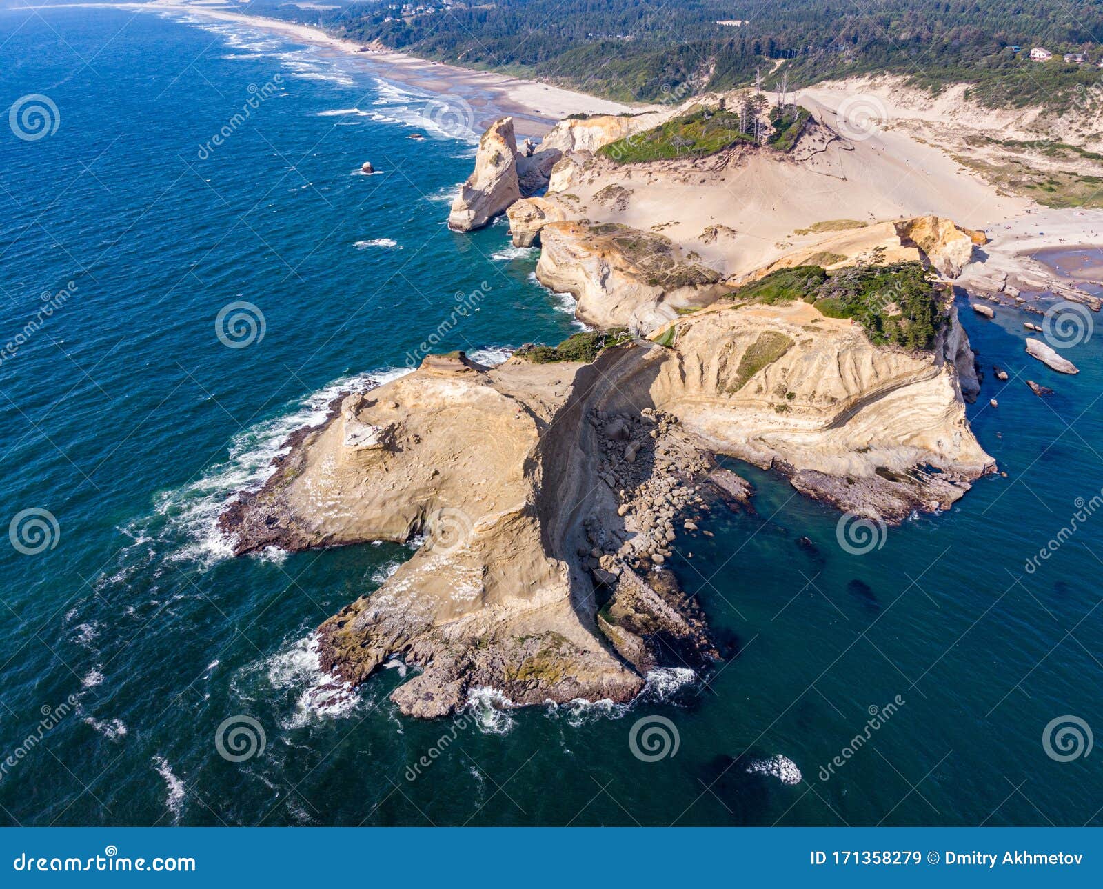 Aerial View at Cape Kiwanda from an Ocean Side Stock Image - Image of ...