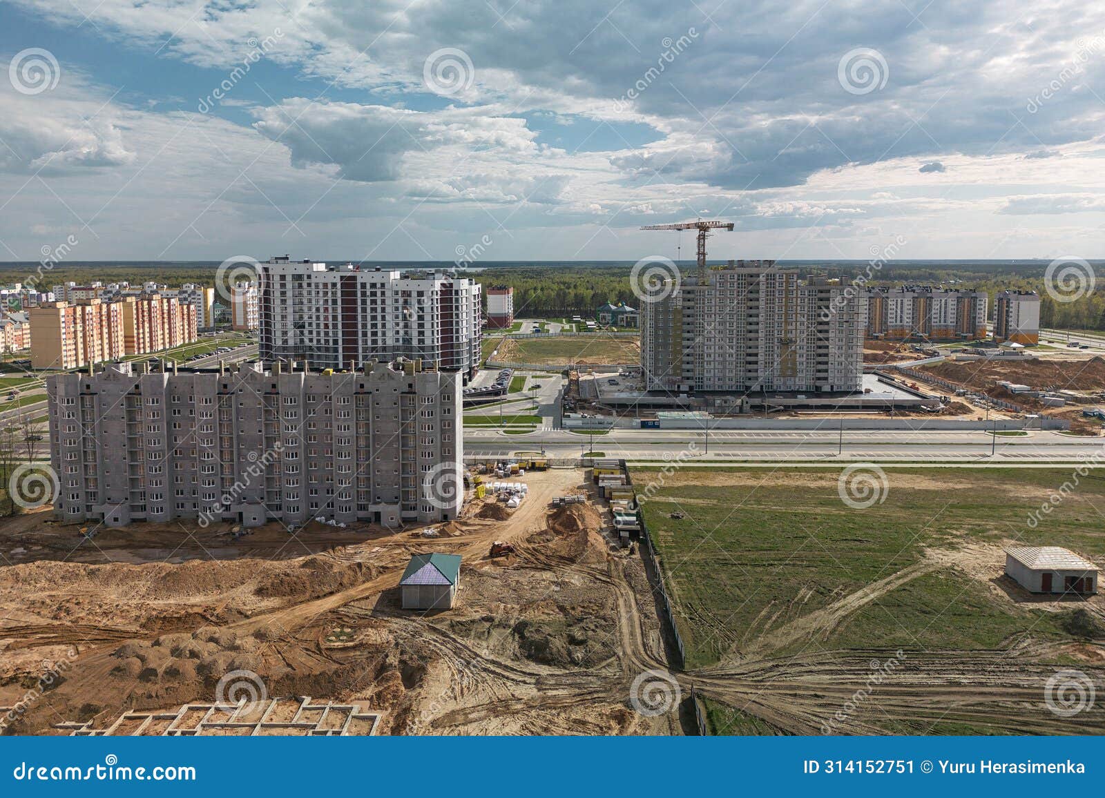 An Aerial View Captures a Sprawling, Tall Building Under Construction ...
