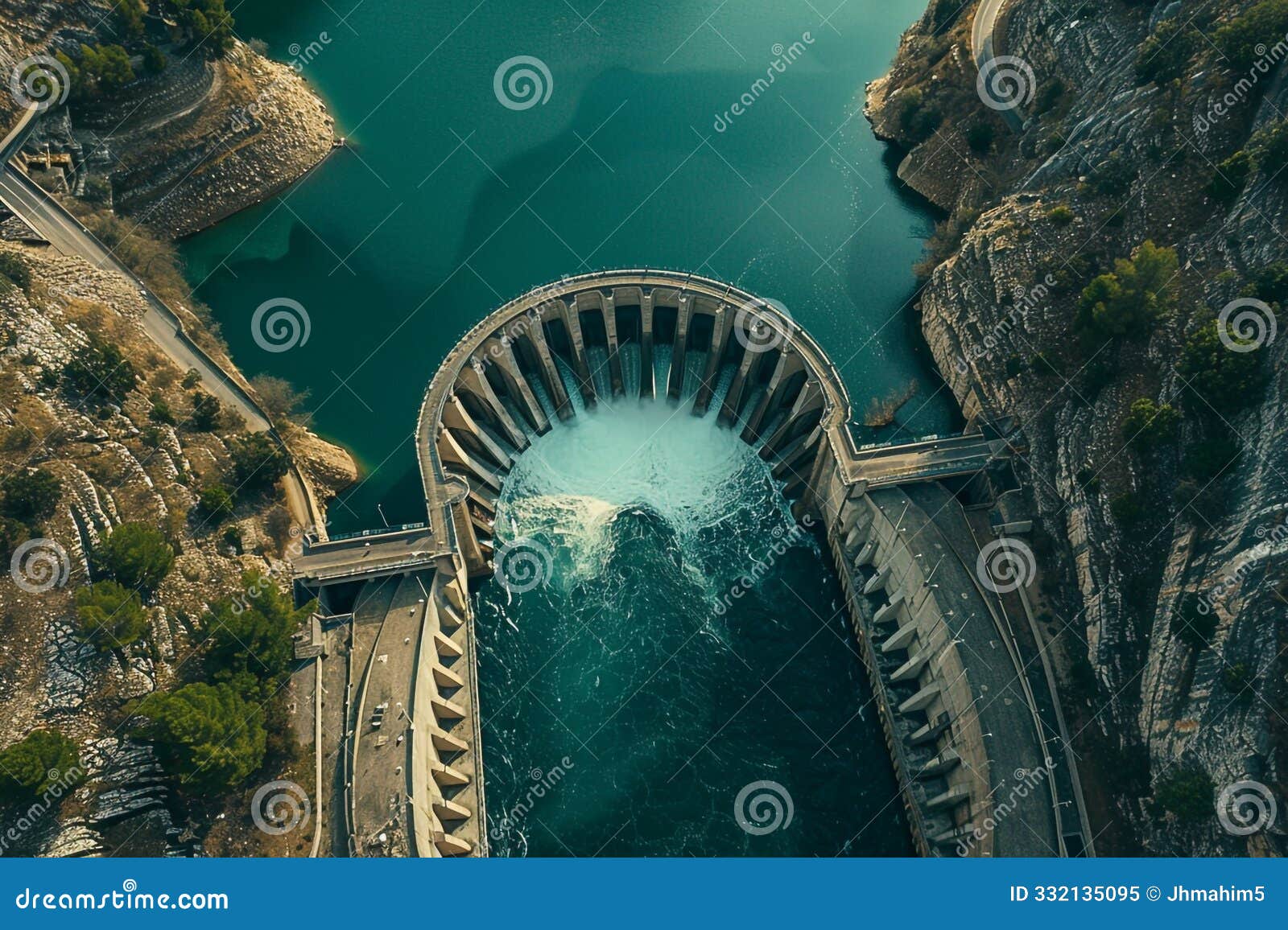 An Aerial View Capturing the Engineering Marvel of a Dam Showcasing ...