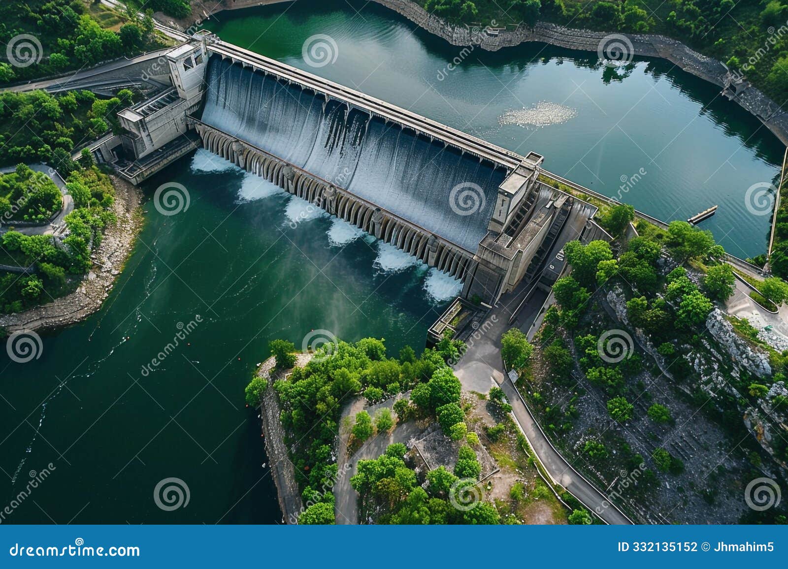 An Aerial View Capturing the Engineering Marvel of a Dam Showcasing ...