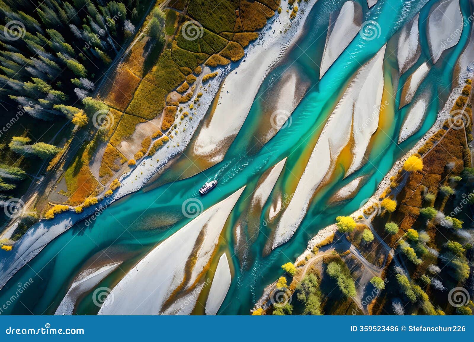 Aerial View Capturing the Geometric Patterns of a River Delta in ...