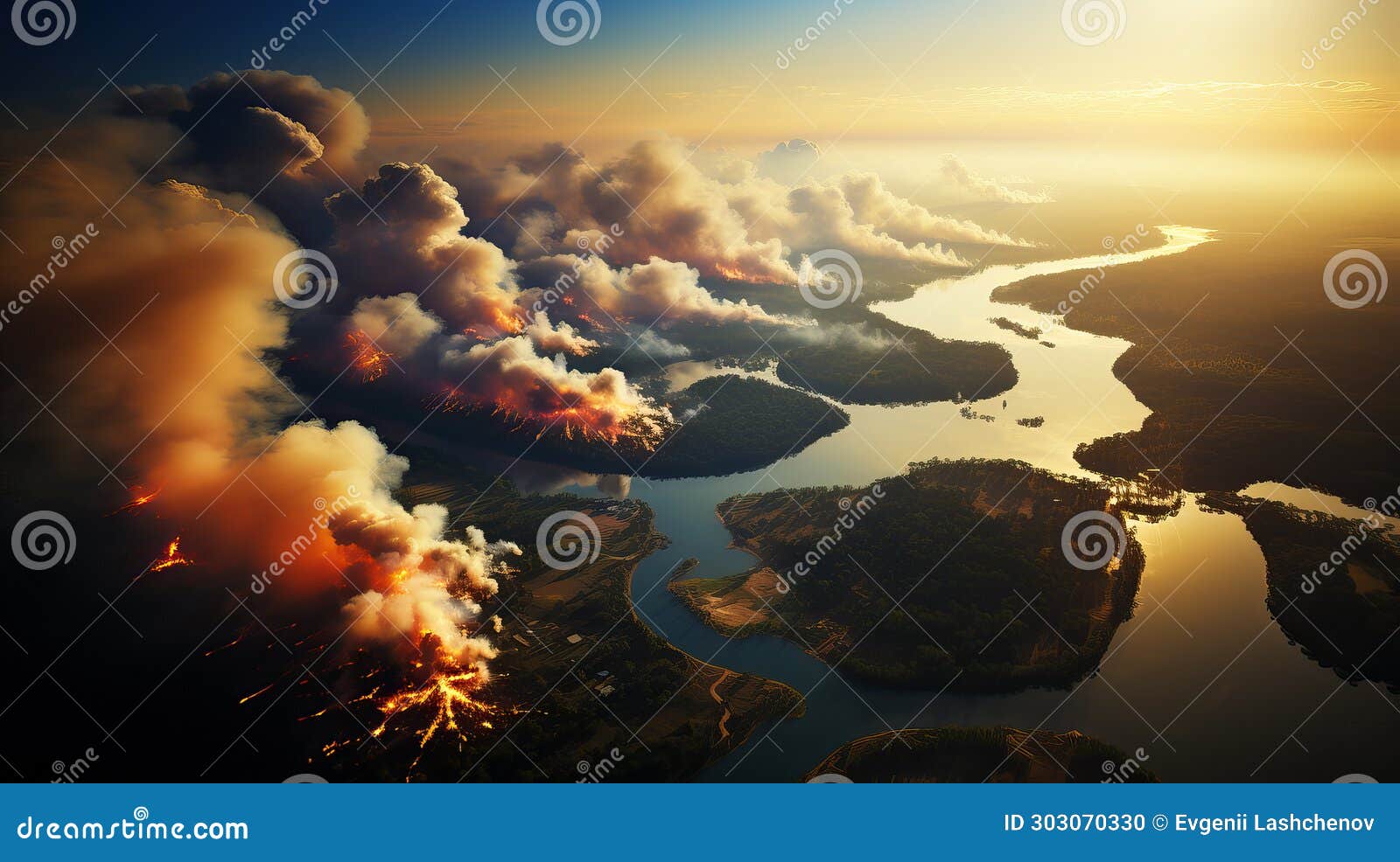 Aerial View Capturing a Massive Wildfire S Impact. AI Generation Stock ...