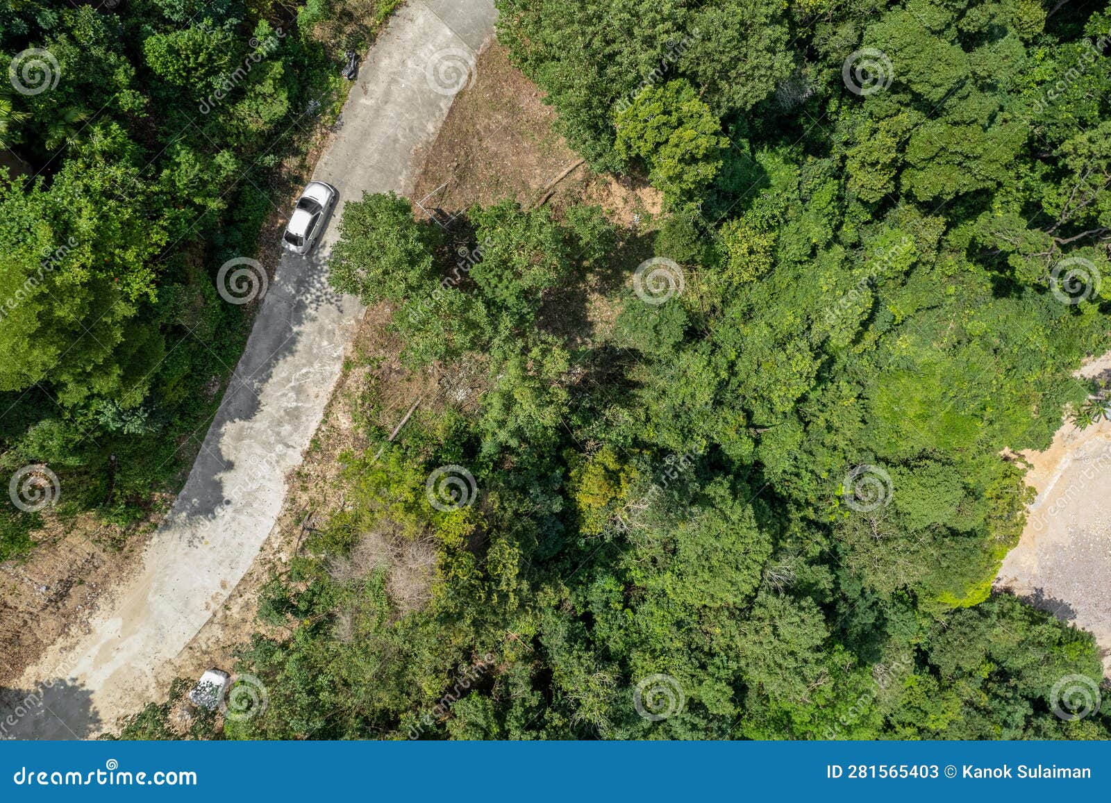 Aerial View of Car Driving on Road Stock Image - Image of field ...