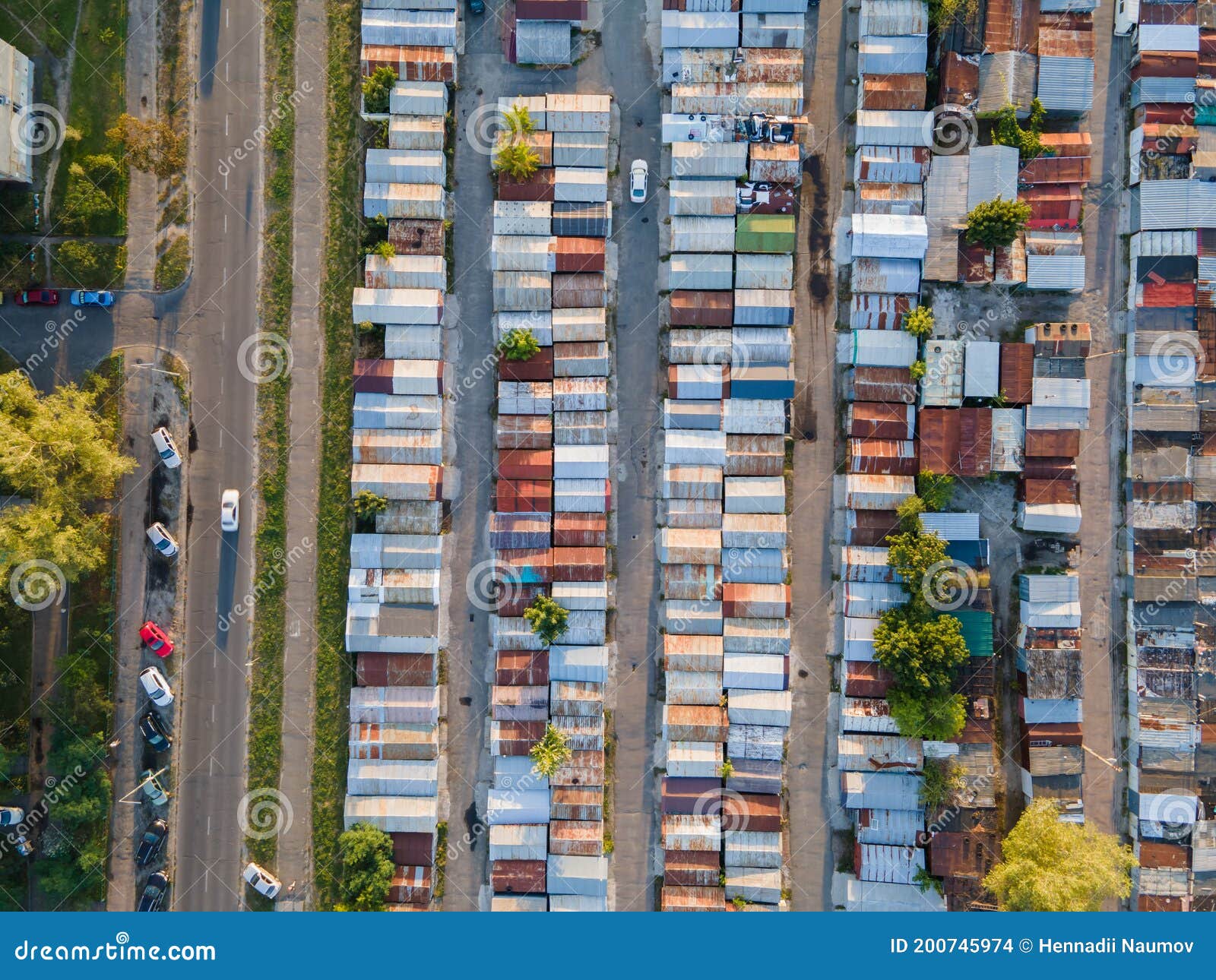 Aerial View of Car Garages in the City Stock Photo - Image of colorful ...