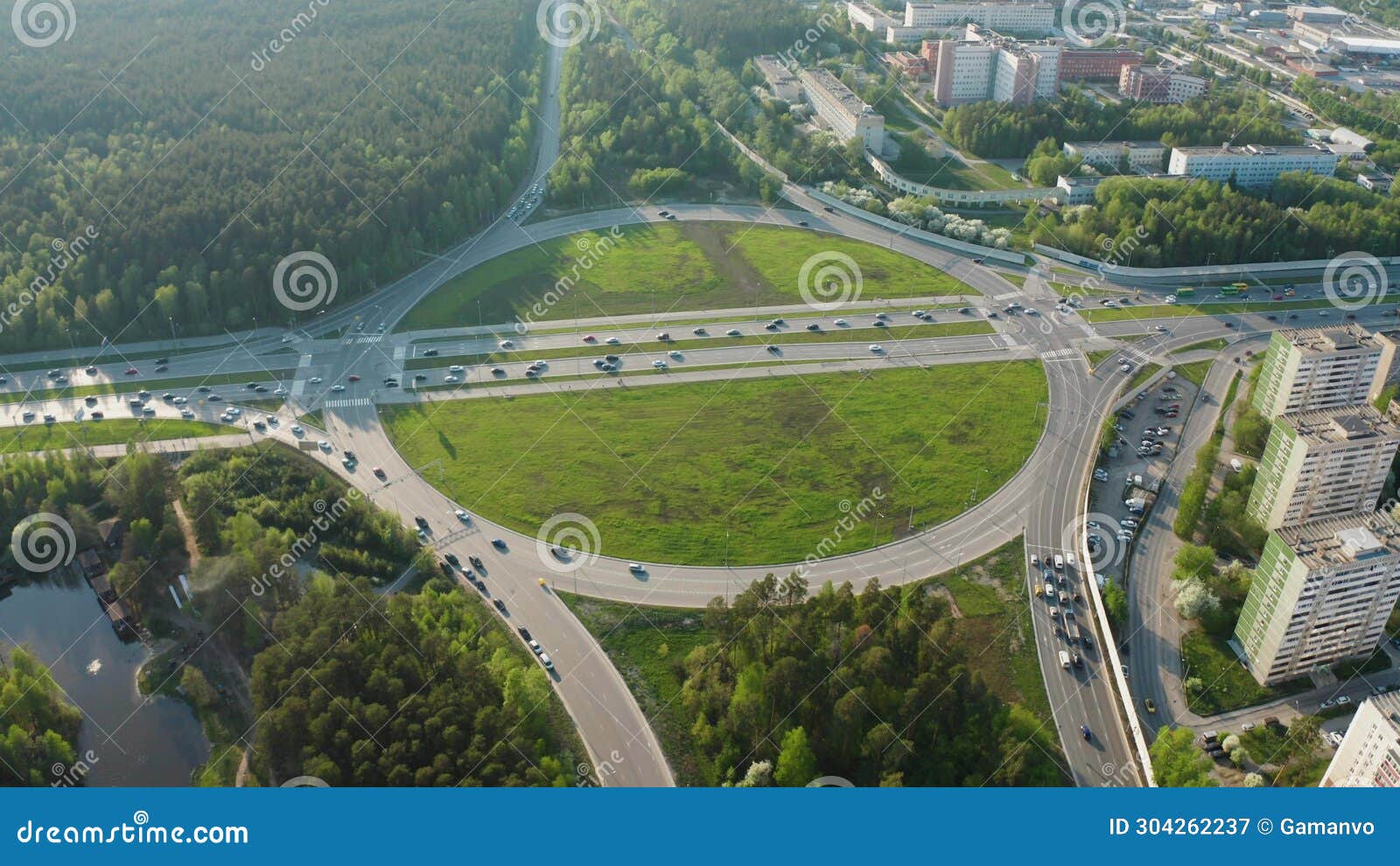 Aerial View of a Car Interchange Stock Image - Image of commute, raised ...