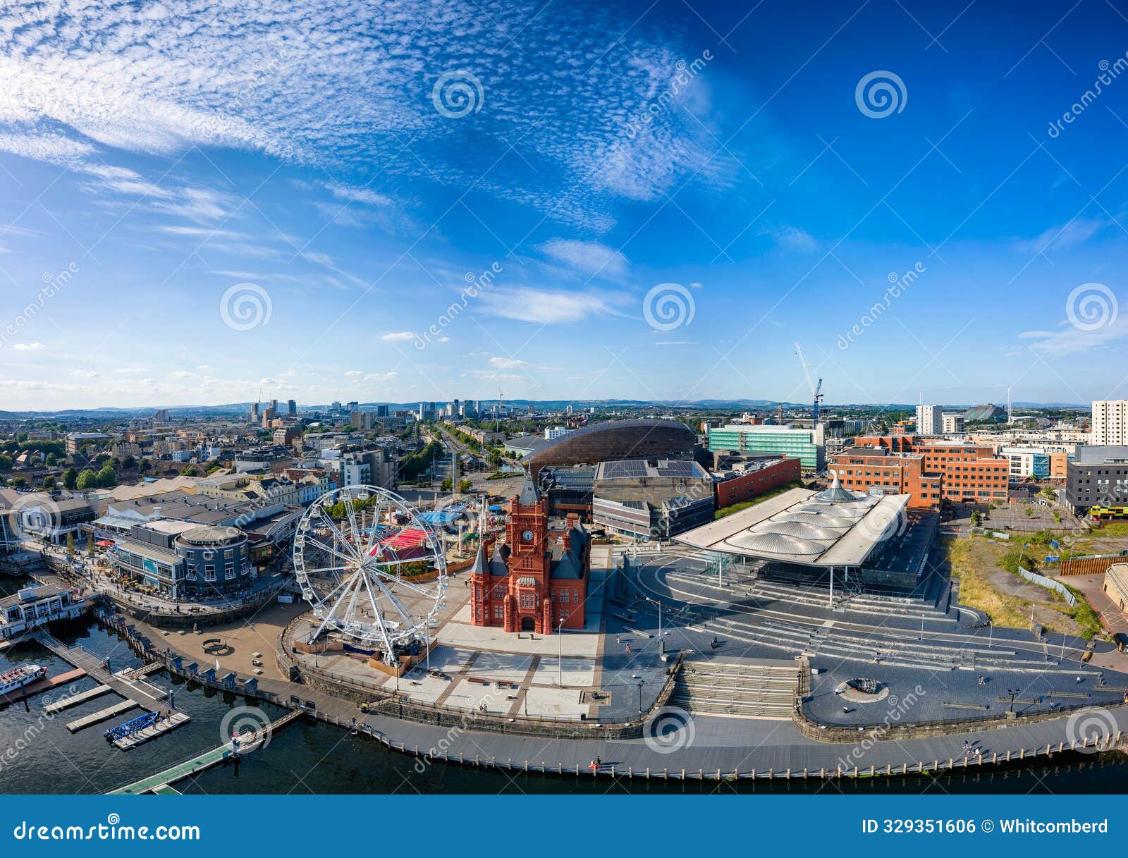 Aerial View of Cardiff Bay on a Warm Summers Afternoon Stock Photo ...