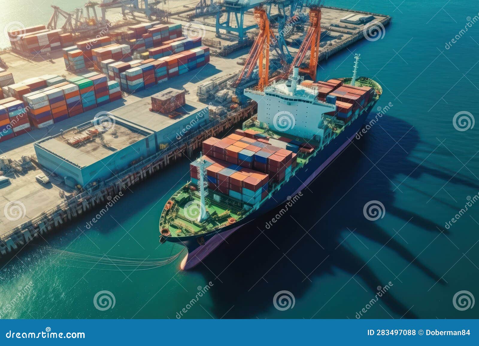 Aerial View of a Cargo Container Ship. Fully Loaded Container Ship ...