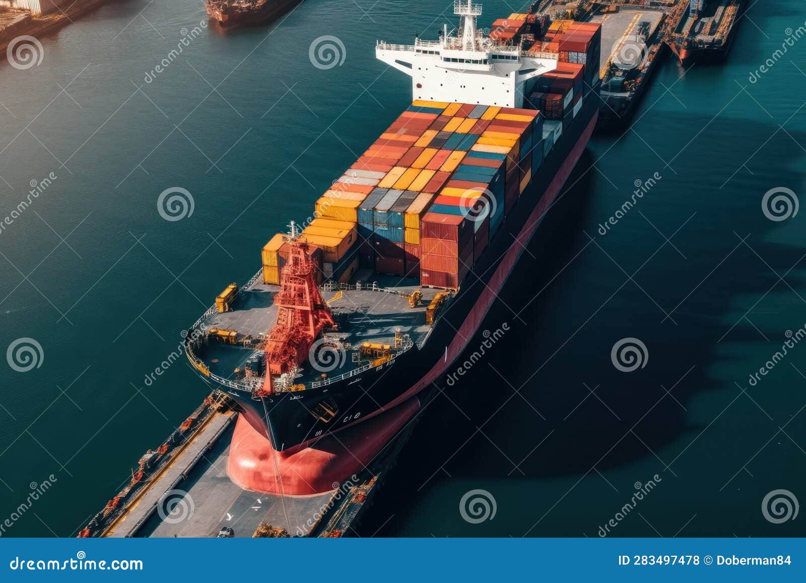 Aerial View of a Cargo Container Ship. Fully Loaded Container Ship ...