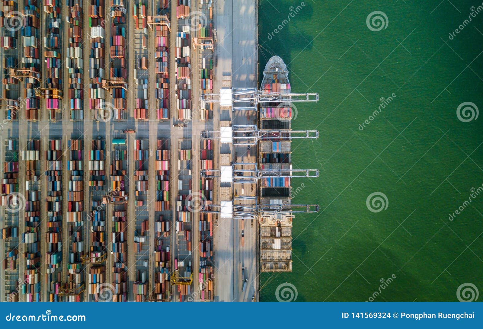 Cargo container ship port stock photo. Image of freight - 141569324