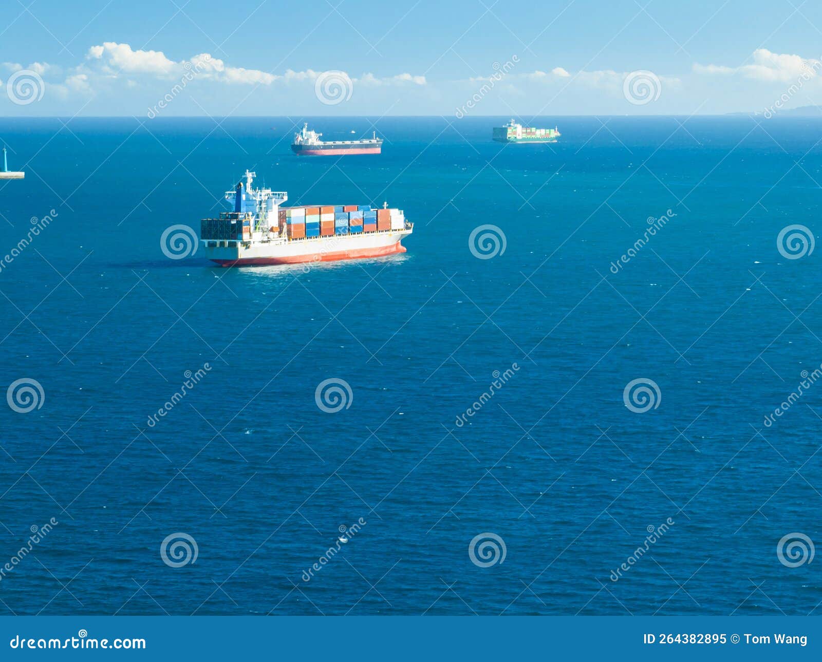 Aerial View of Cargo Container Ship Running in the Ocean Stock Image ...