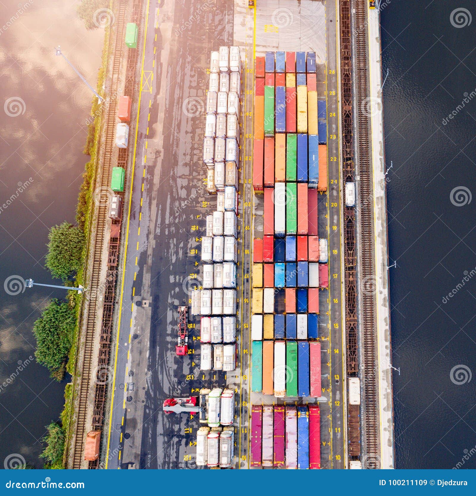 Aerial View on Cargo Containers in Harbour. Stock Image - Image of ...
