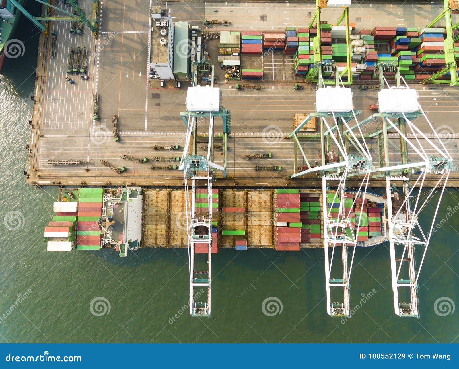 Cargo Dock And Container Ship Stock Image | CartoonDealer.com #100552129