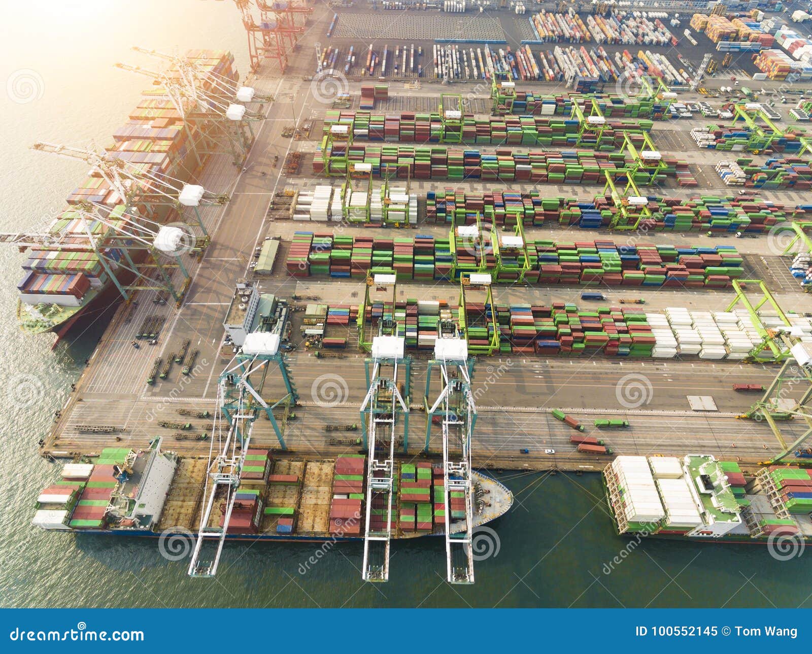 Cargo Dock And Container Ship Stock Image | CartoonDealer.com #100552129