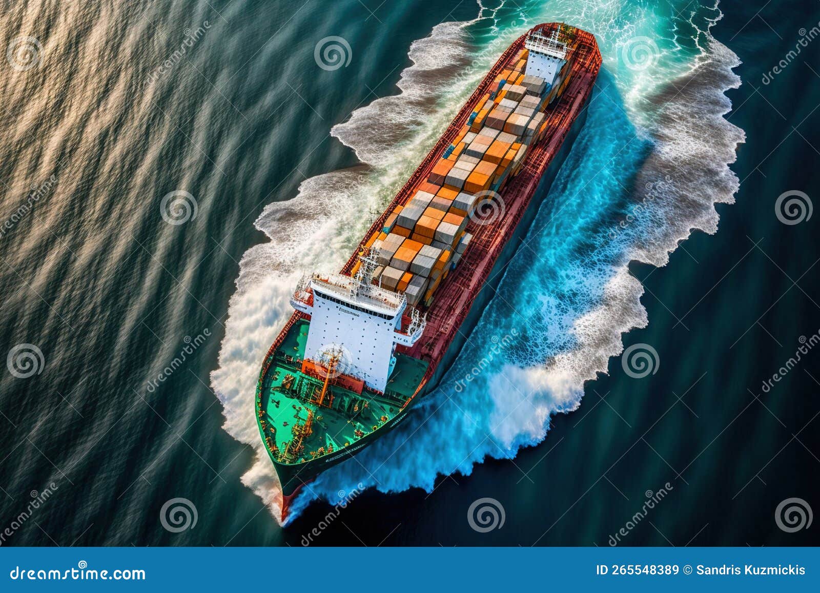 Aerial View of Cargo Maritime Ship in the Ocean. Generative AI Stock ...