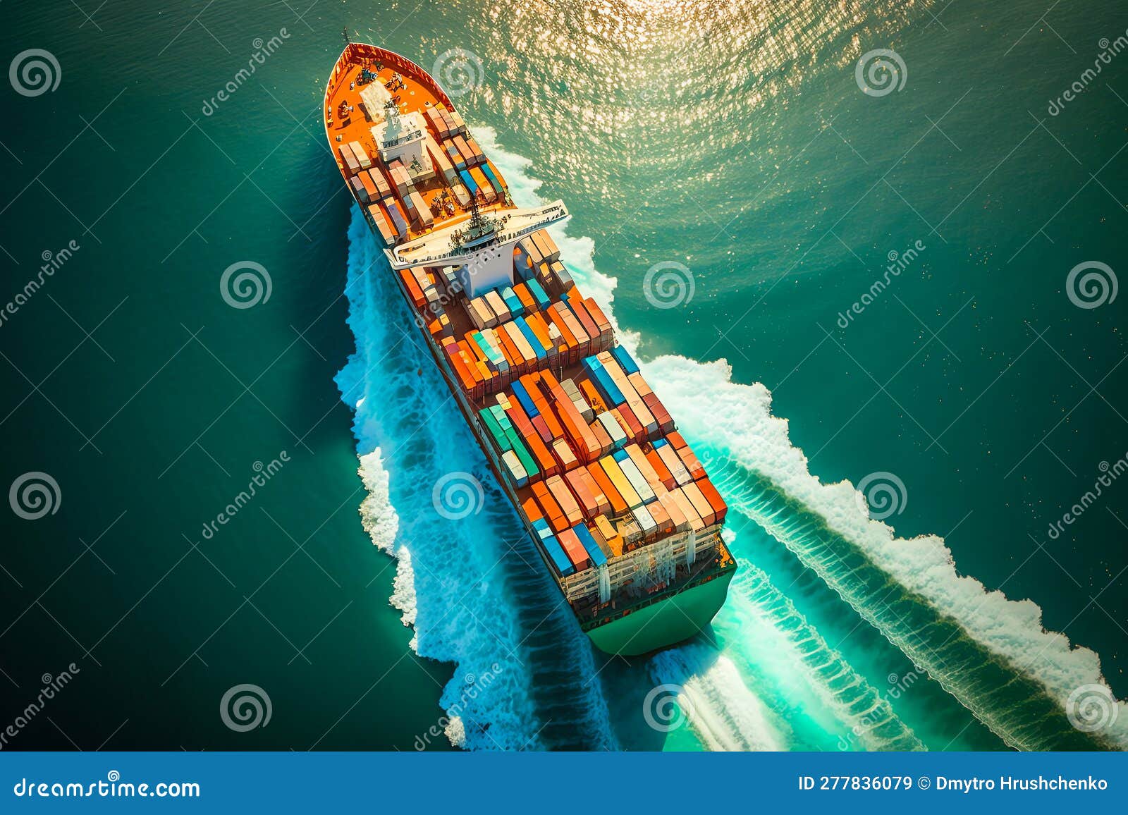 Aerial View of Cargo Ship Container in the Ocean Transportation ...