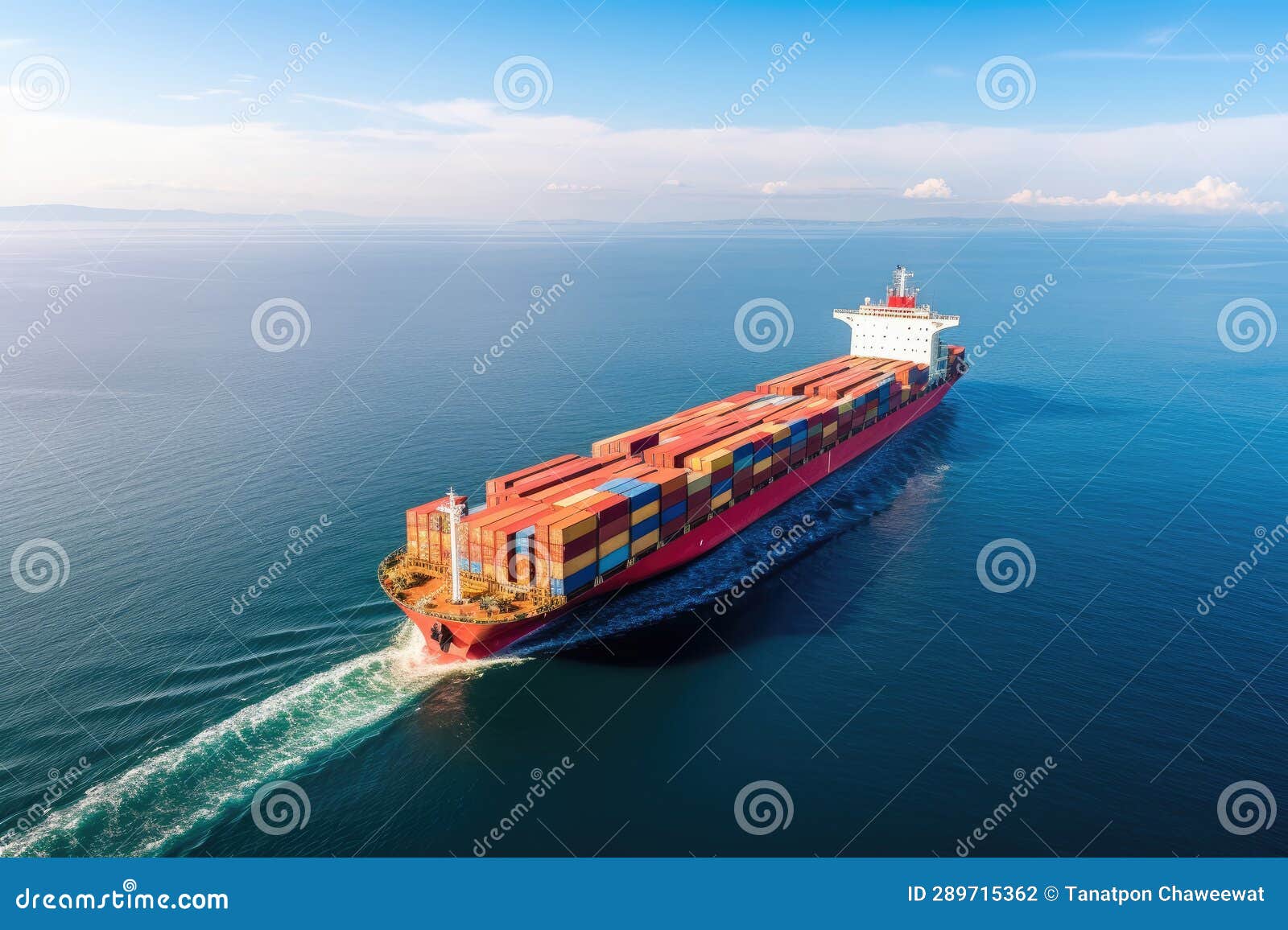 Aerial View of Cargo Ship that Full Load Container for Logistics Import ...