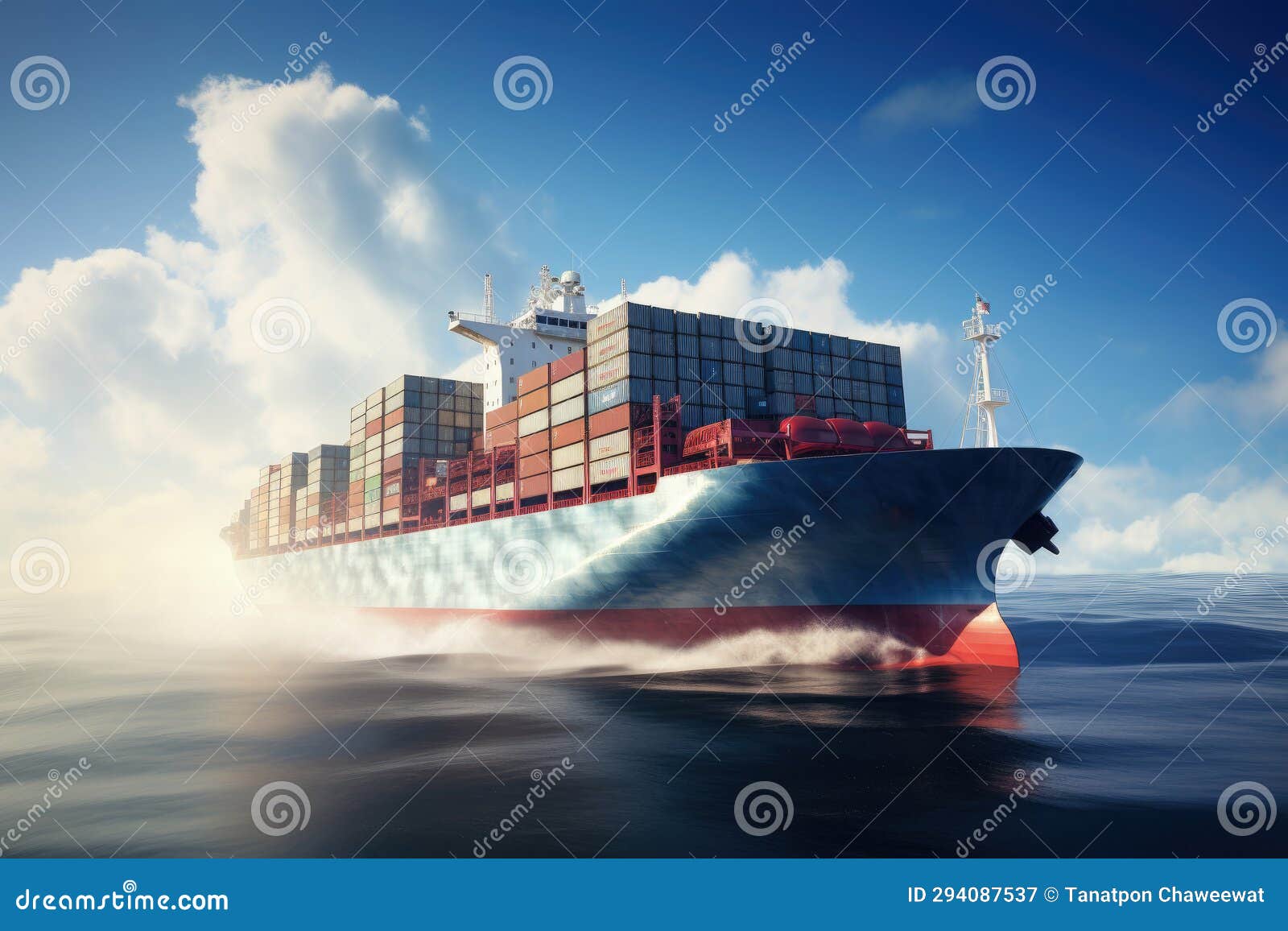 Aerial View of Cargo Ship that Full Load Container for Logistics Import ...