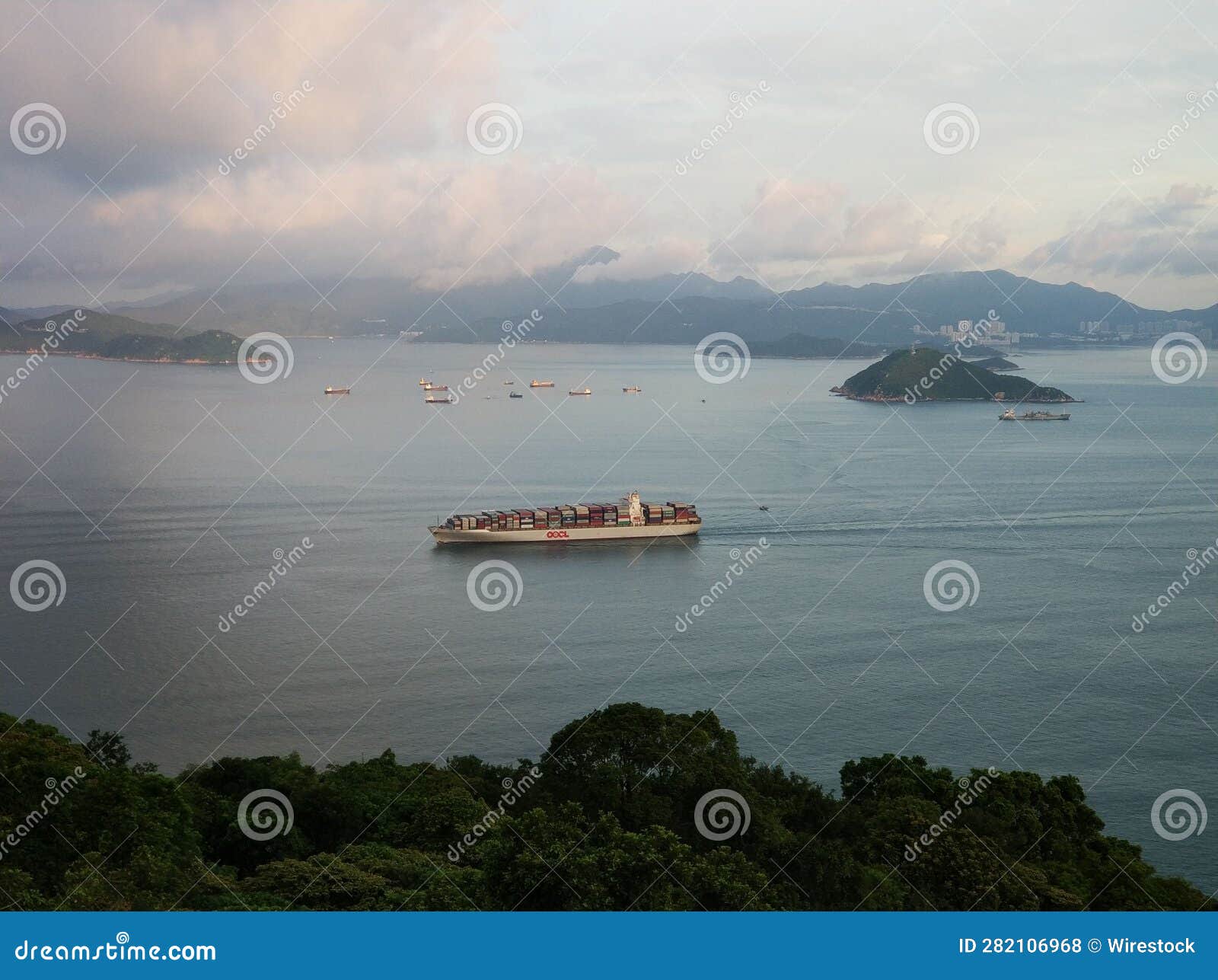 Aerial View of a Cargo Ship Moving through the Ocean Editorial Stock ...