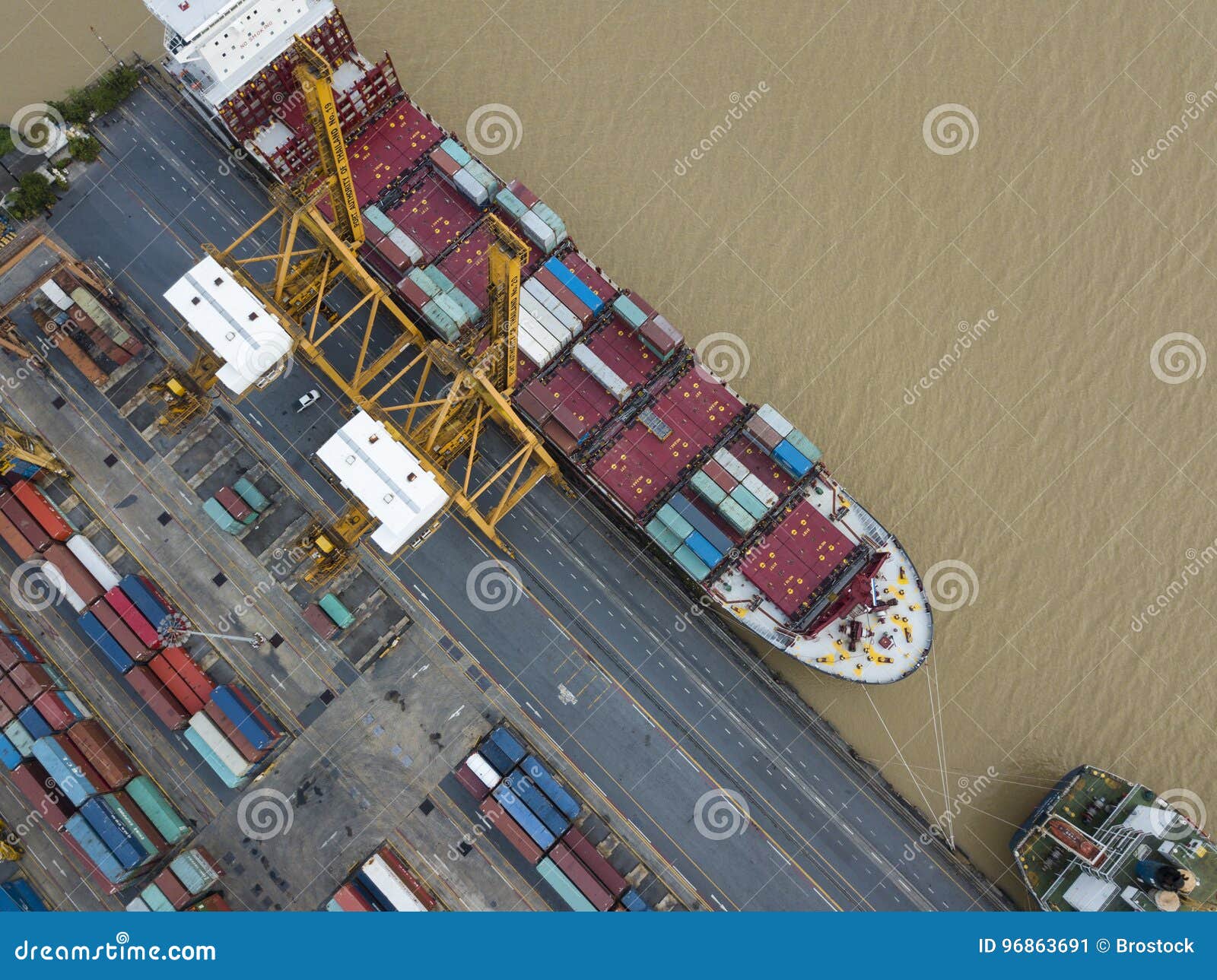 Aerial View of Cargo Ship Port Editorial Photo - Image of business ...