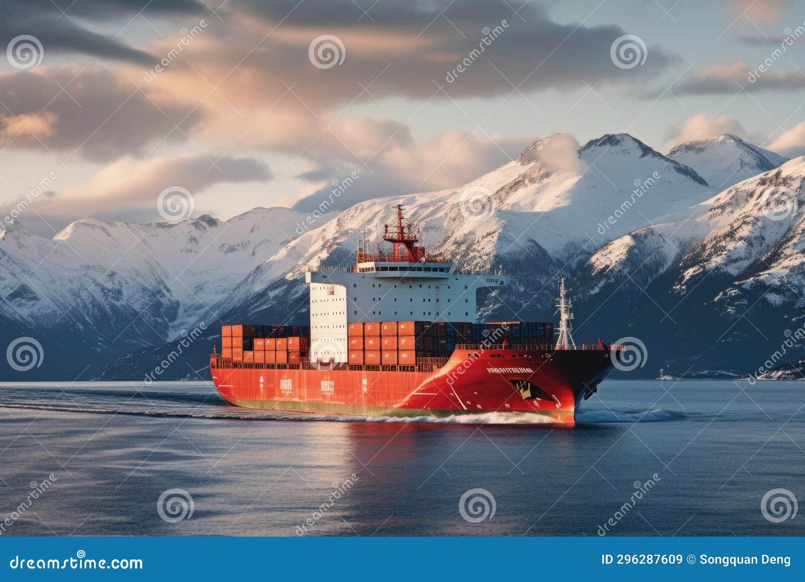 Aerial View of Cargo Ship in Sea with Cargo Container Box in Freezing ...