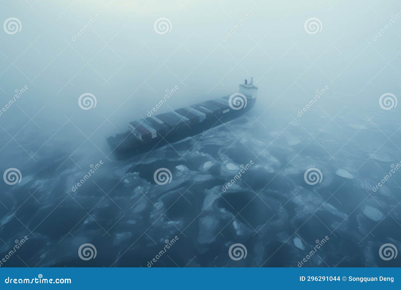Aerial View of Cargo Ship in Sea with Cargo Container Box in Freezing ...