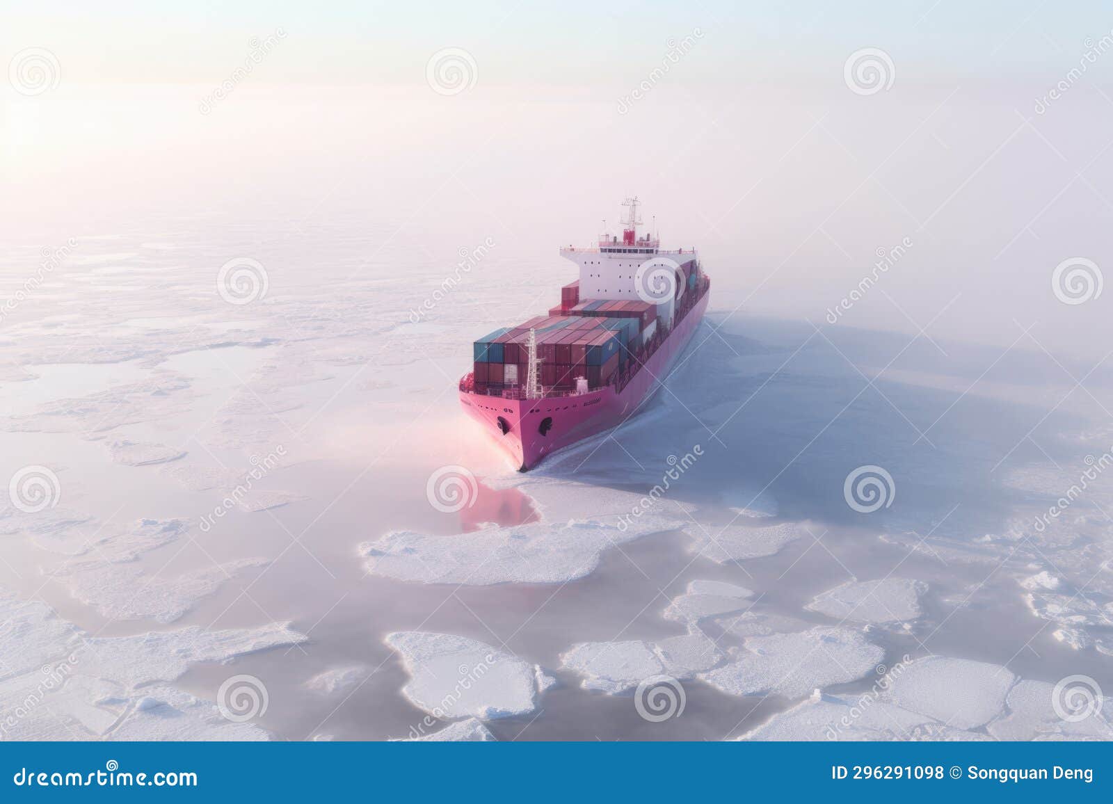 Aerial View of Cargo Ship in Sea with Cargo Container Box in Freezing ...