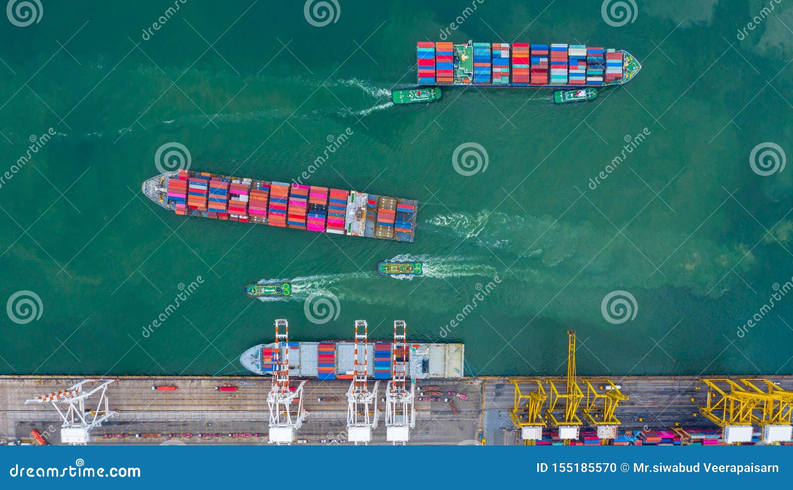 Aerial View Cargo Ship Terminal, Unloading Crane Of Cargo Ship Terminal ... Aerial View Cargo Ship Terminal, Unloading Crane Of Cargo Ship Terminal ...
