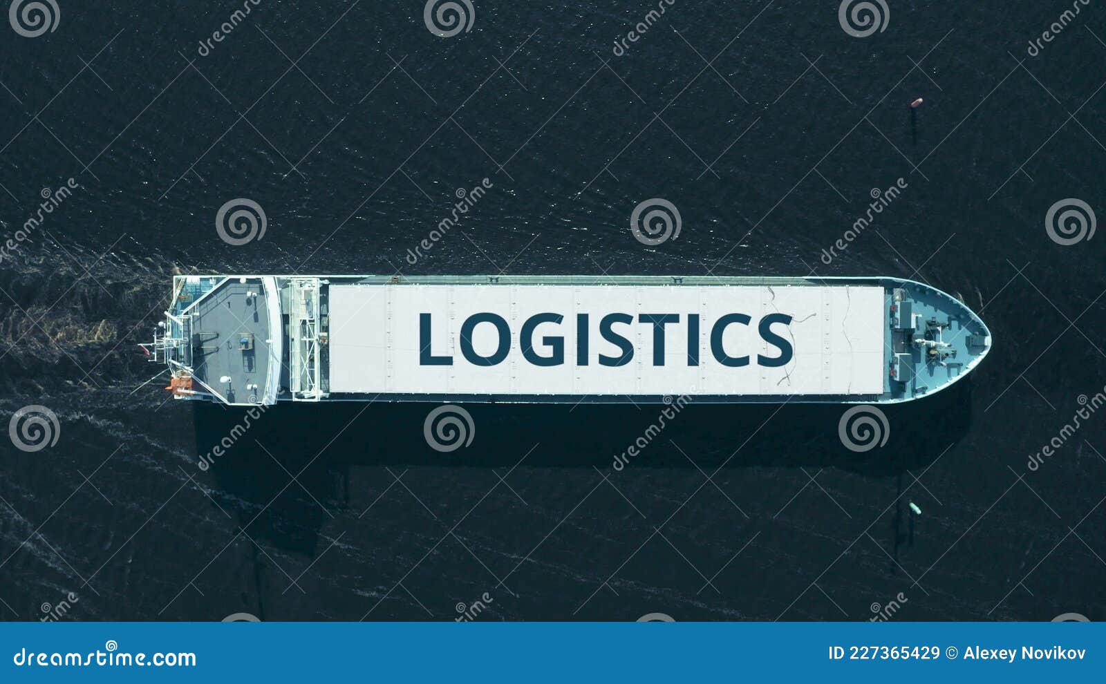 LOGISTICS Text on a Cargo Ship, Aerial View Stock Image - Image of ...