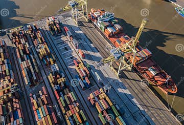 Top View of Container Ship Unloading in Port Editorial Stock Image ...