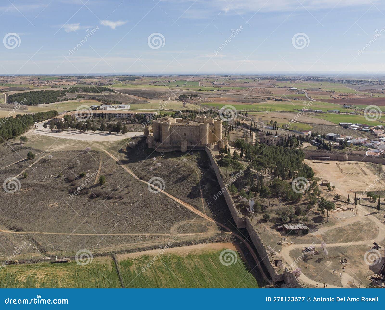 Aerial View of the Castle of Belmonte Cuenca Stock Image - Image of ...
