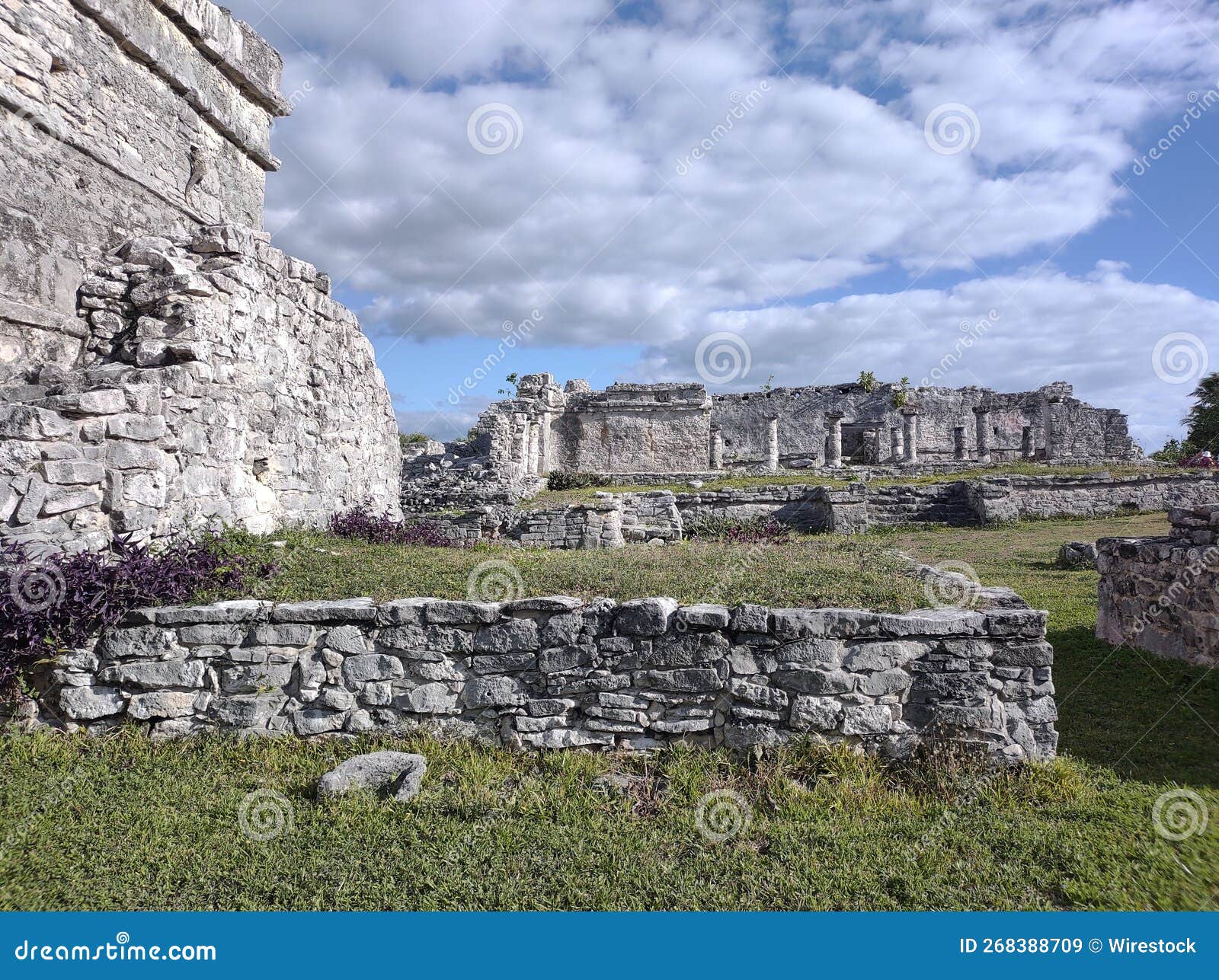 Aerial View of Castle Ruins in Tulum Stock Image - Image of rock ...