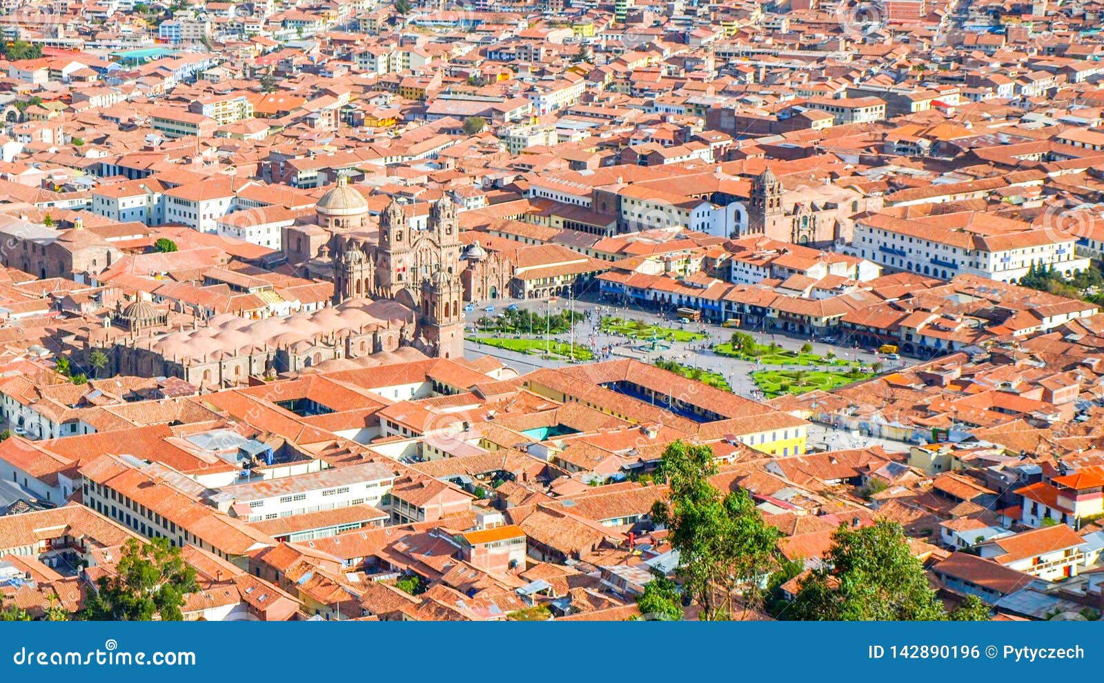 Aerial View of Cathedral on Plaza De Armas, Cusco, Peru Stock Photo ...
