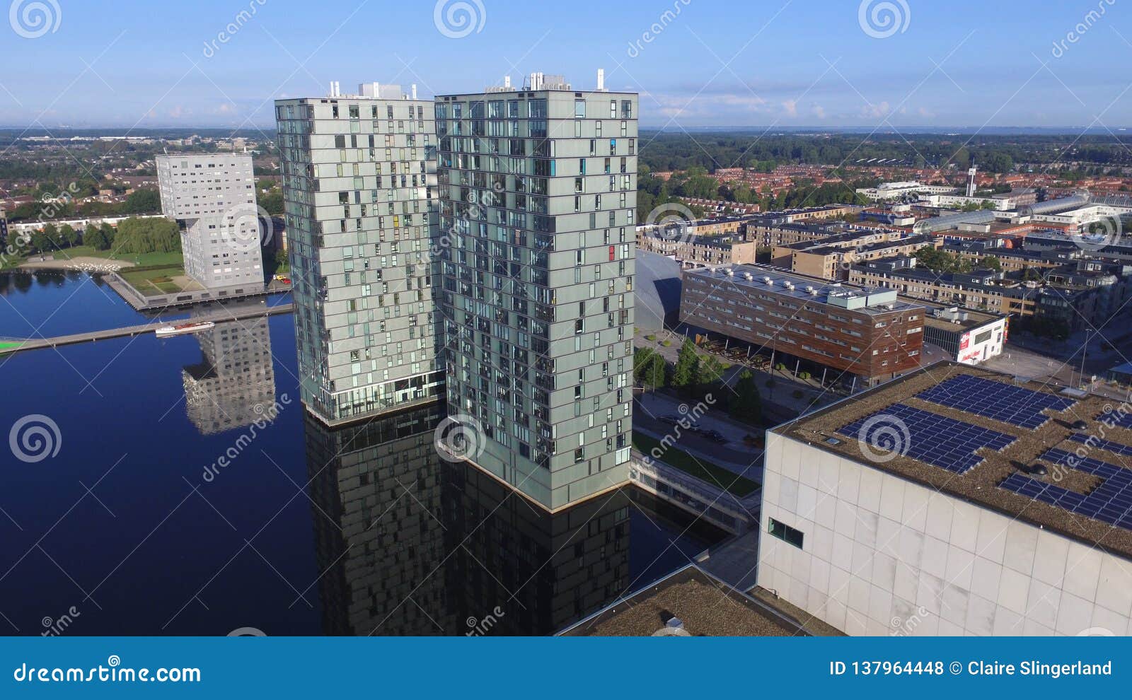 Aerial View on the Center of Almere Editorial Stock Photo - Image of ...