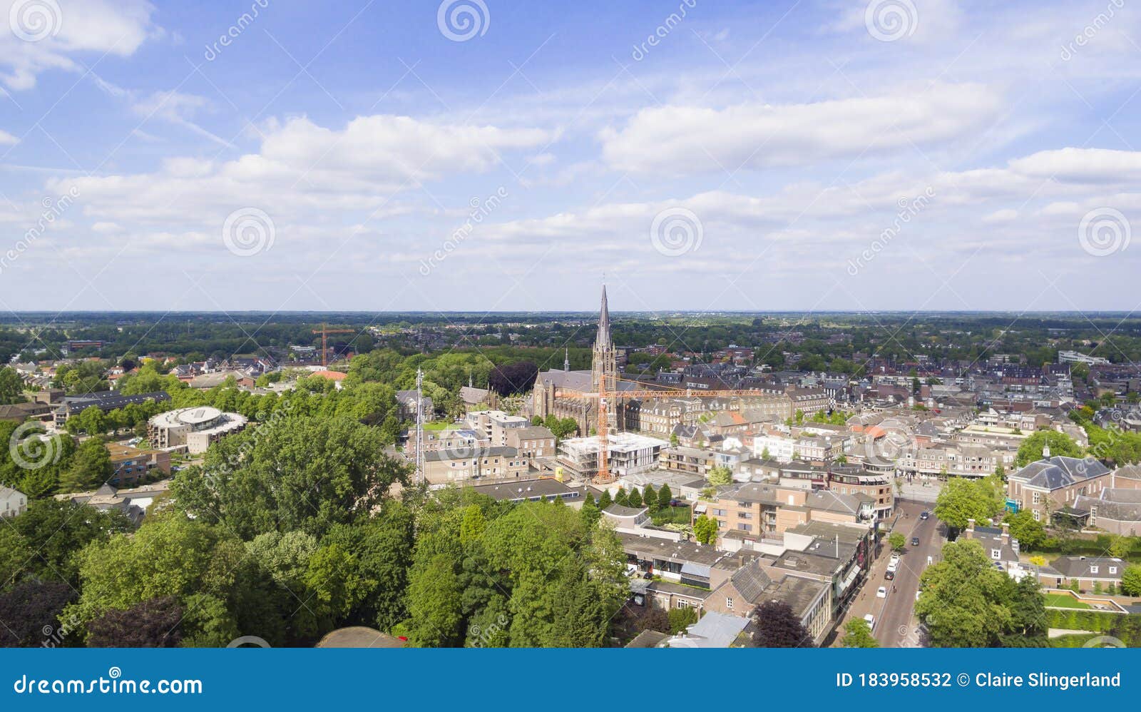 Aerial View on the Center of Veghel Stock Photo - Image of church ...