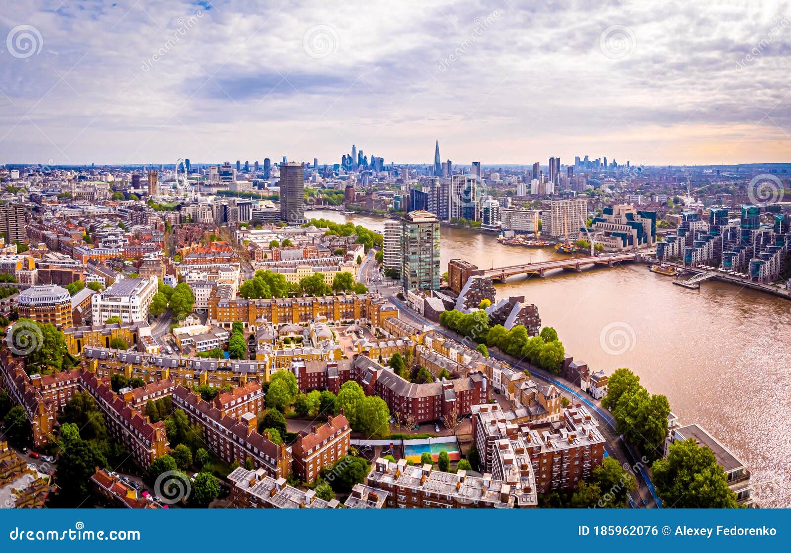 Aerial View of Central London, UK Stock Photo - Image of battersea ...