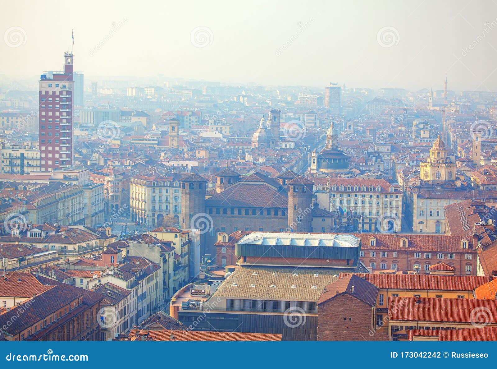 Aerial View of Central Turin Stock Photo - Image of church, buildings ...