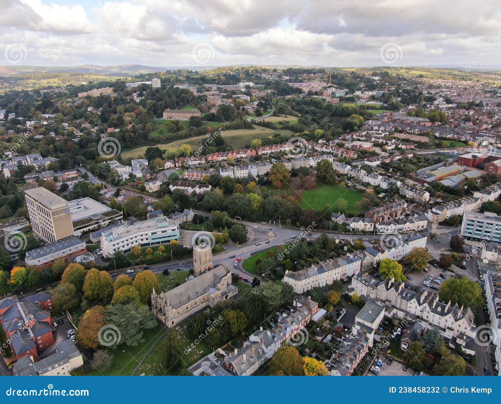 An Aerial View of the Centre of Exeter City Stock Photo - Image of ...