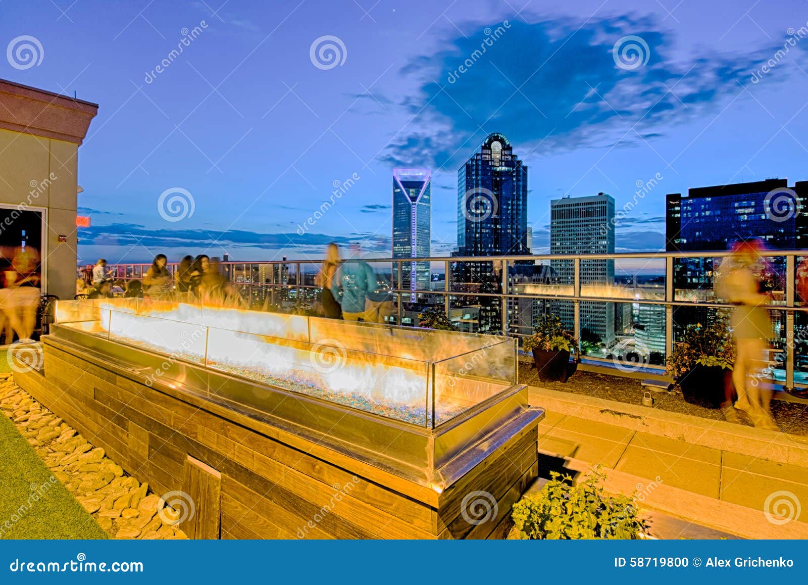 Aerial View of Charlotte City Skyline at Sunset Stock Photo - Image of ...