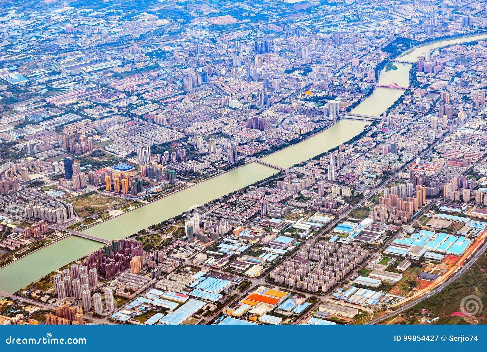 Aerial View of Chengdu District at Sunset Time. Stock Image - Image of ...