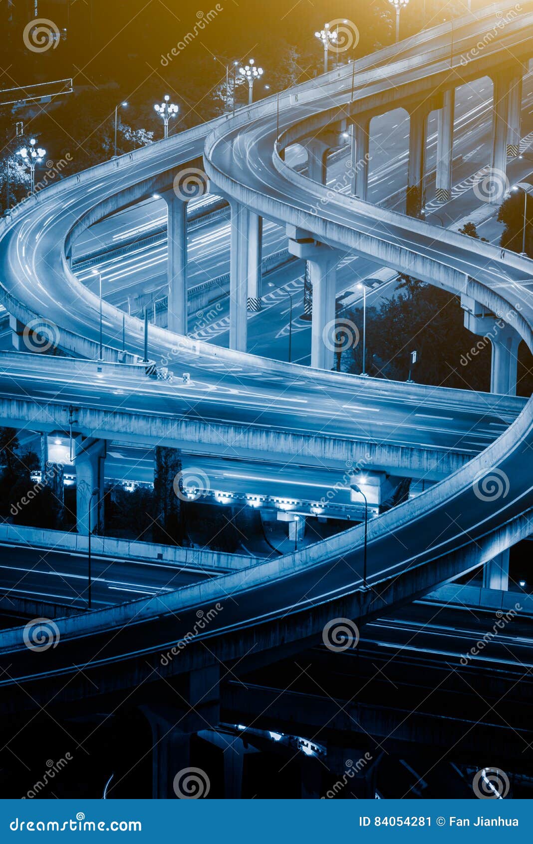 Aerial View of Chengdu Overpass at Night Stock Image - Image of ...