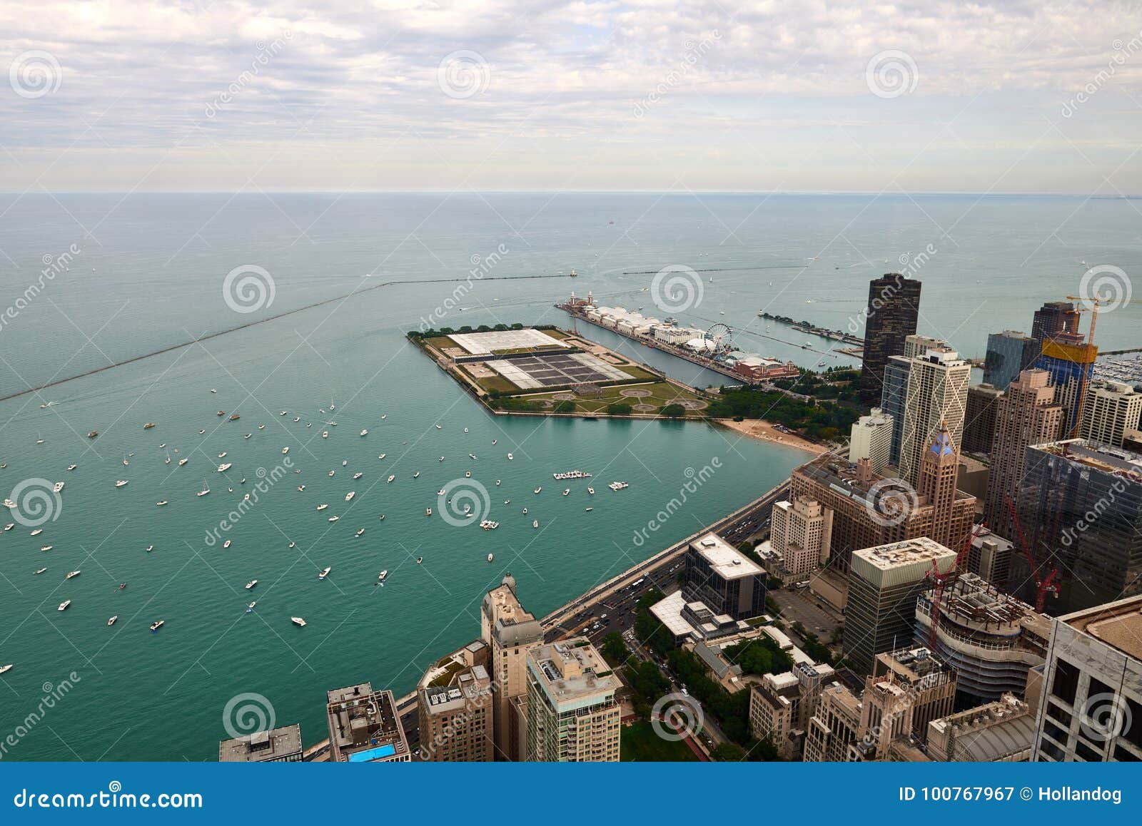 Aerial View of Chicago Downtown Editorial Photography - Image of estate ...