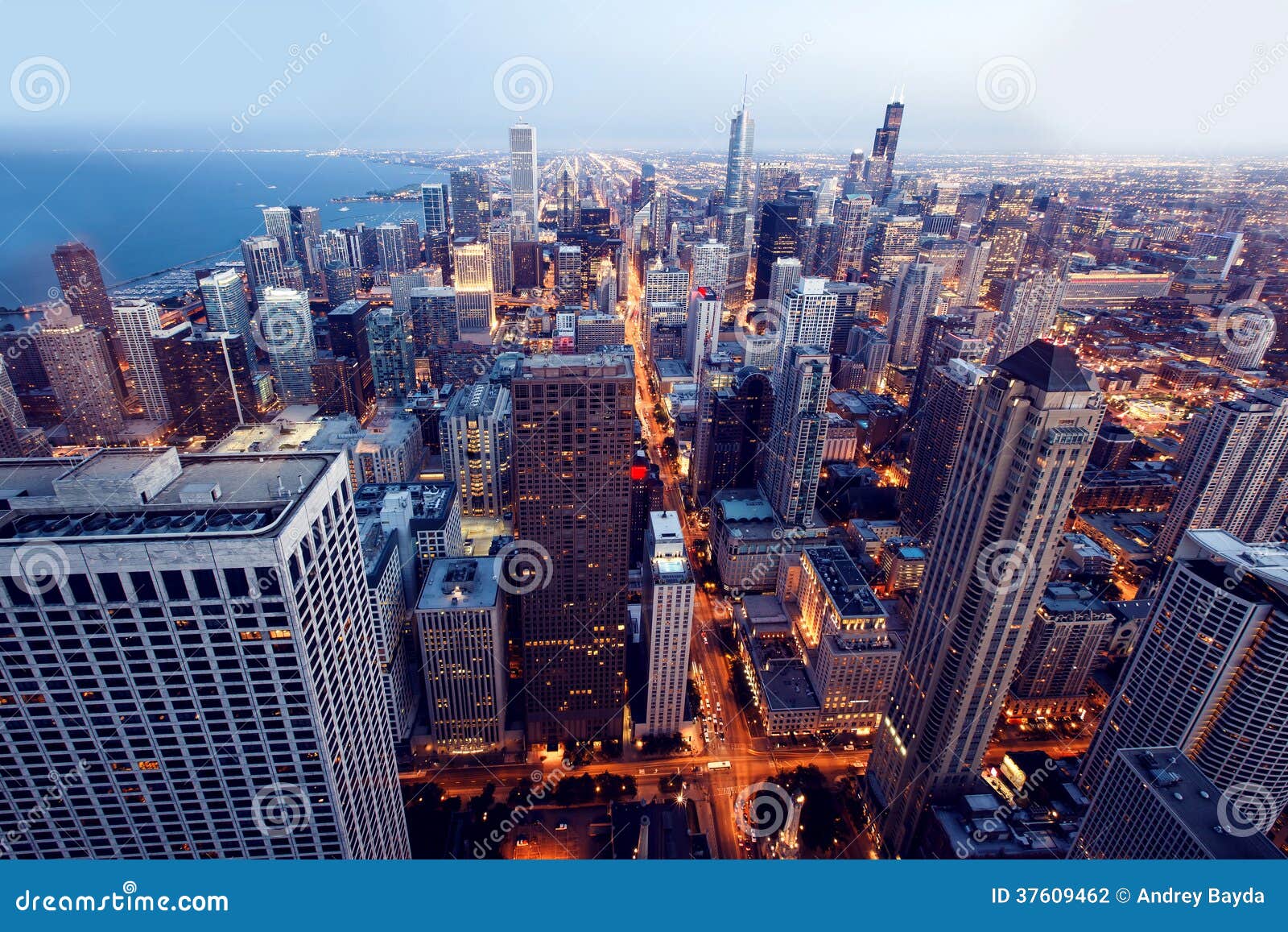 Aerial View of Chicago Downtown Stock Photo - Image of angle, built ...