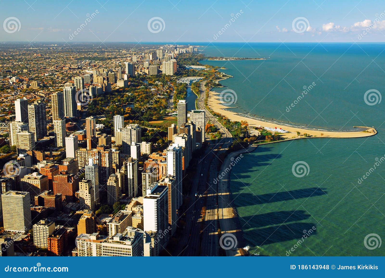 An Aerial View of the Chicago North Waterfront Stock Photo - Image of ...